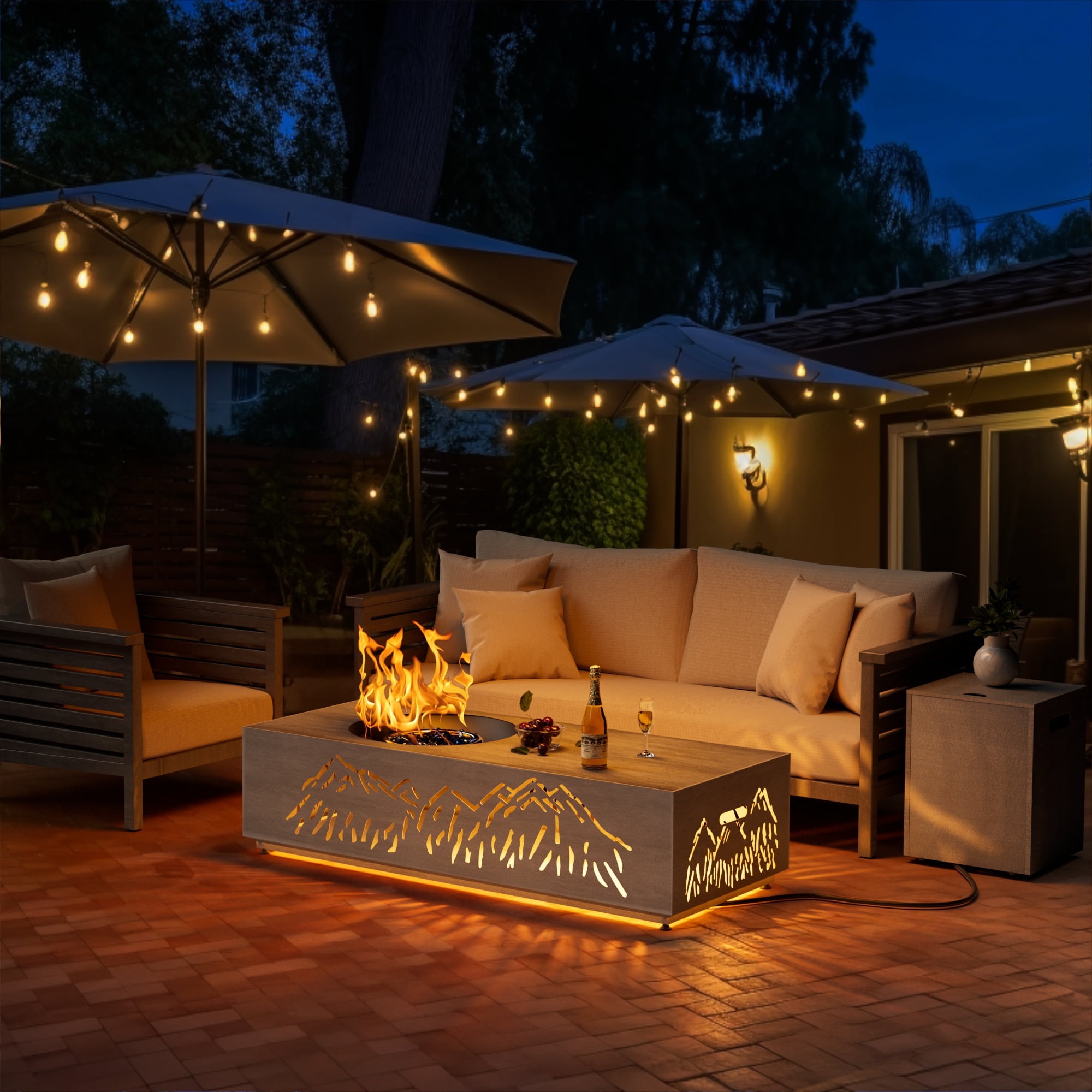 Evita 42" Gas Fire Pit Table for Outdoor 50,000 BTU Rropane Fire Pit ...