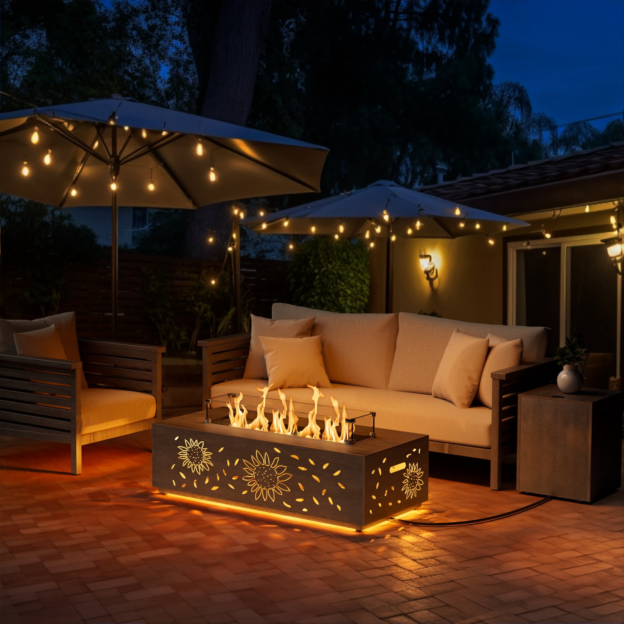 Evita 42" Propane Fire Pit Table for Outdoor 50,000 BTU Gas Fire Pits ...