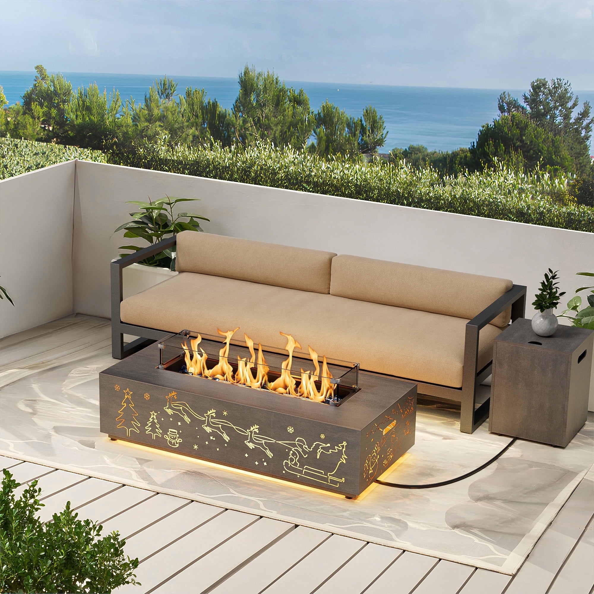 Evita 42" Propane Fire Pits for Outdoor 50,000 BTU Gas Fire Pit Table ...