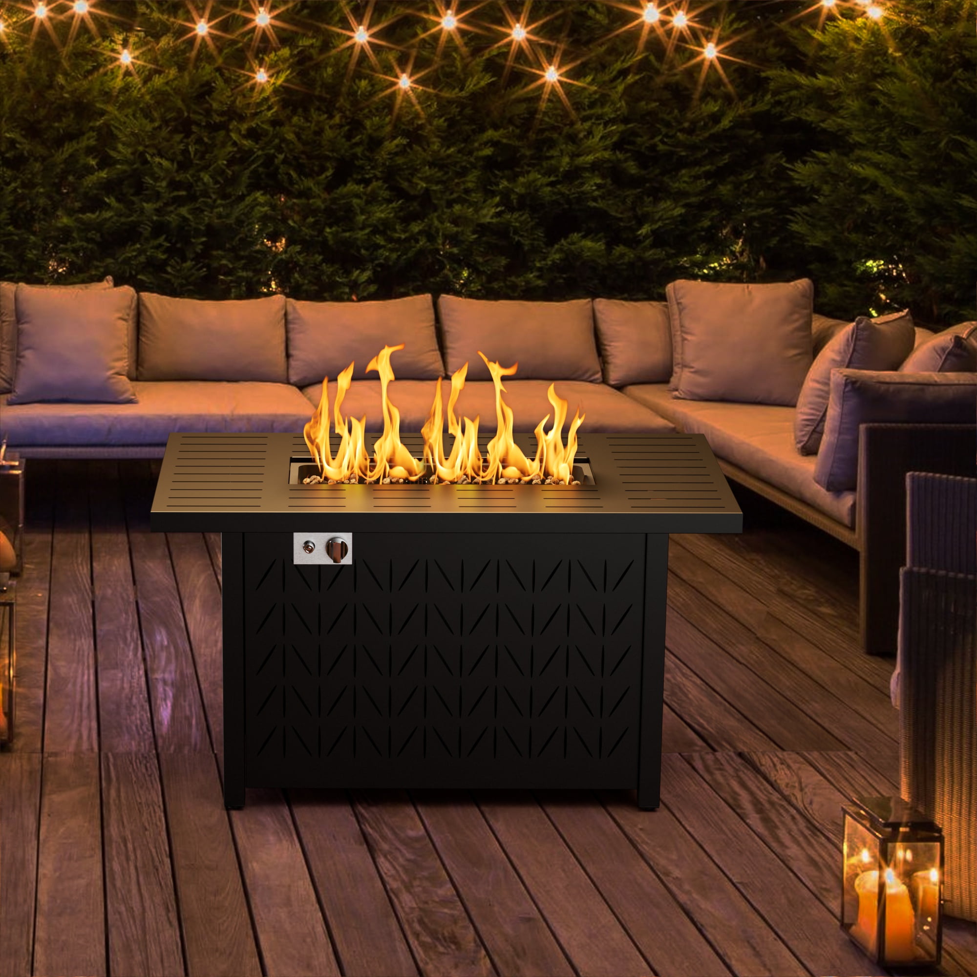 Evita 43" Outdoor Propane Fire Pit Table 50,000 BTU Gas Fire Pit Table ...