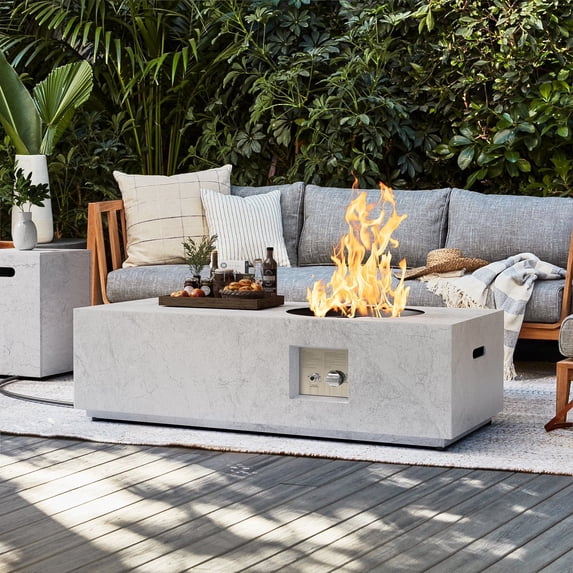Evita 48" Gas Fire Pit for Outside – 50,000 BTU Outdoor Propane Fire ...