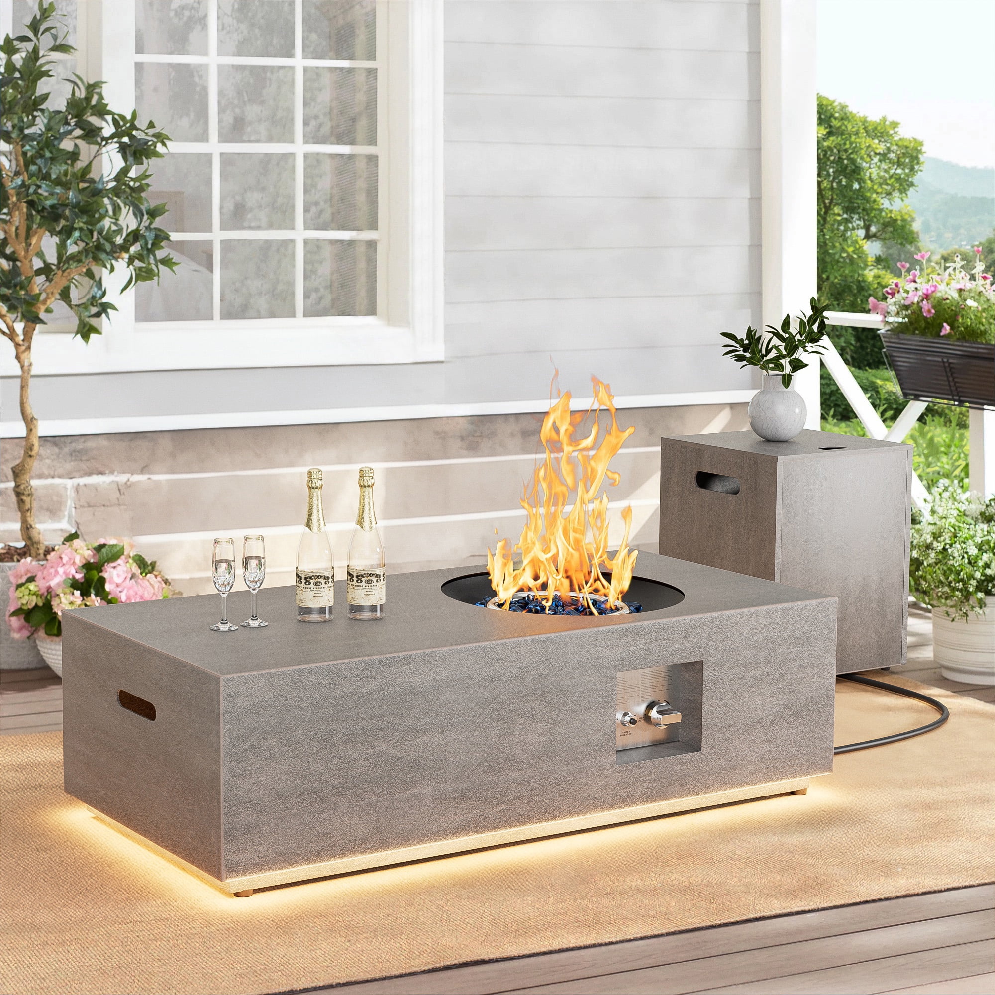 Evita 48" Propane Fire Pits for Outdoor 50,000 BTU Gas Fire Pit Table ...
