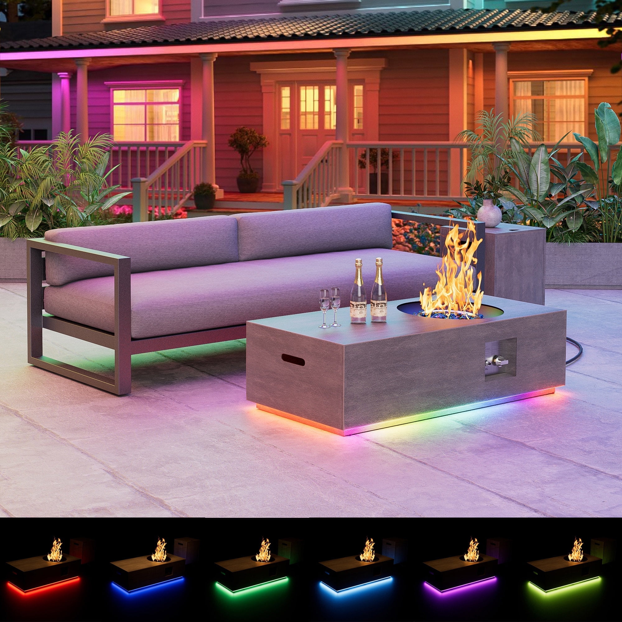 Evita 48" Propane Fire Pits for Outdoor 50,000 BTU Gas Fire Pit Table ...