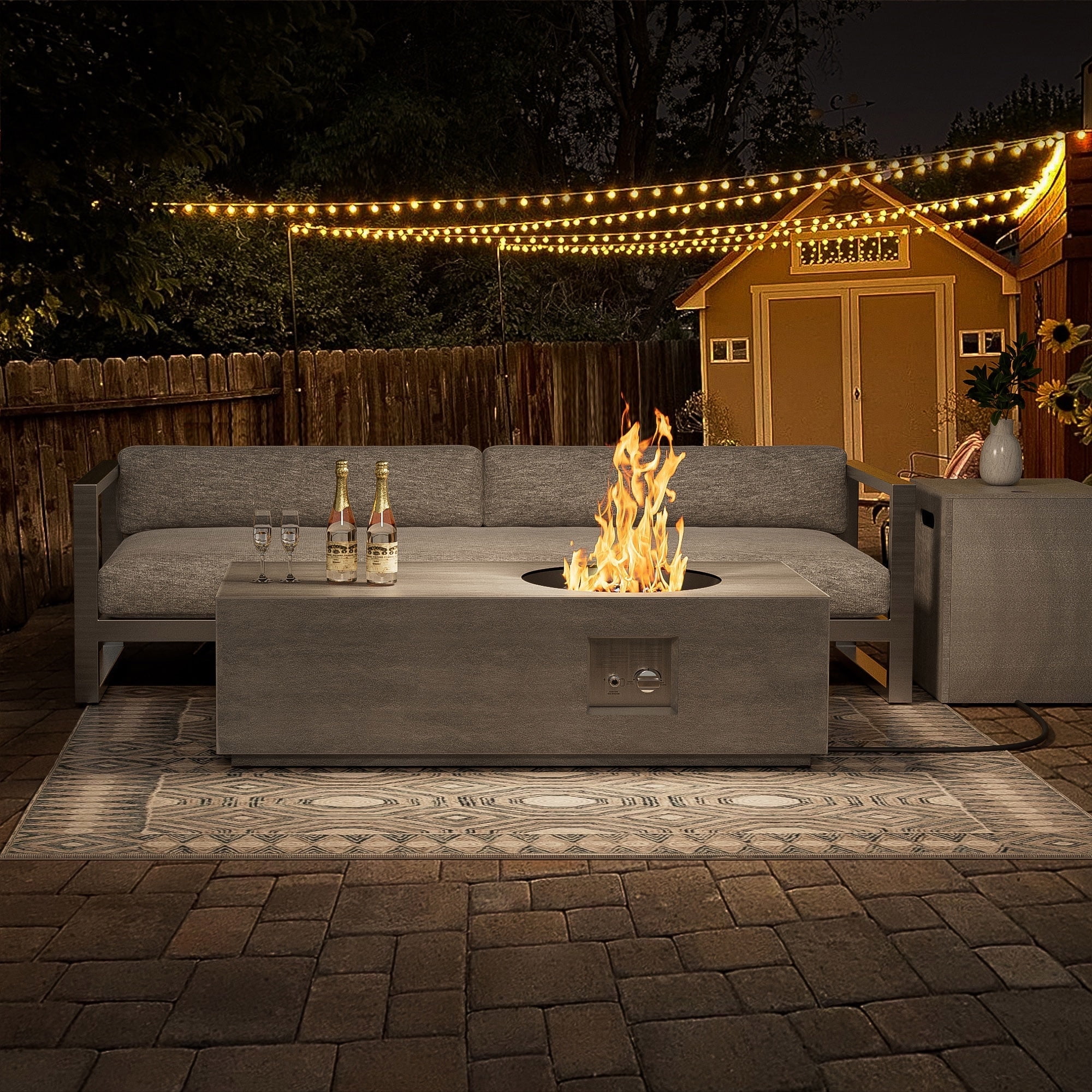 Evita 48" Propane Fire Pits for Outdoor 50,000 BTU Gas Fire Pit Table ...