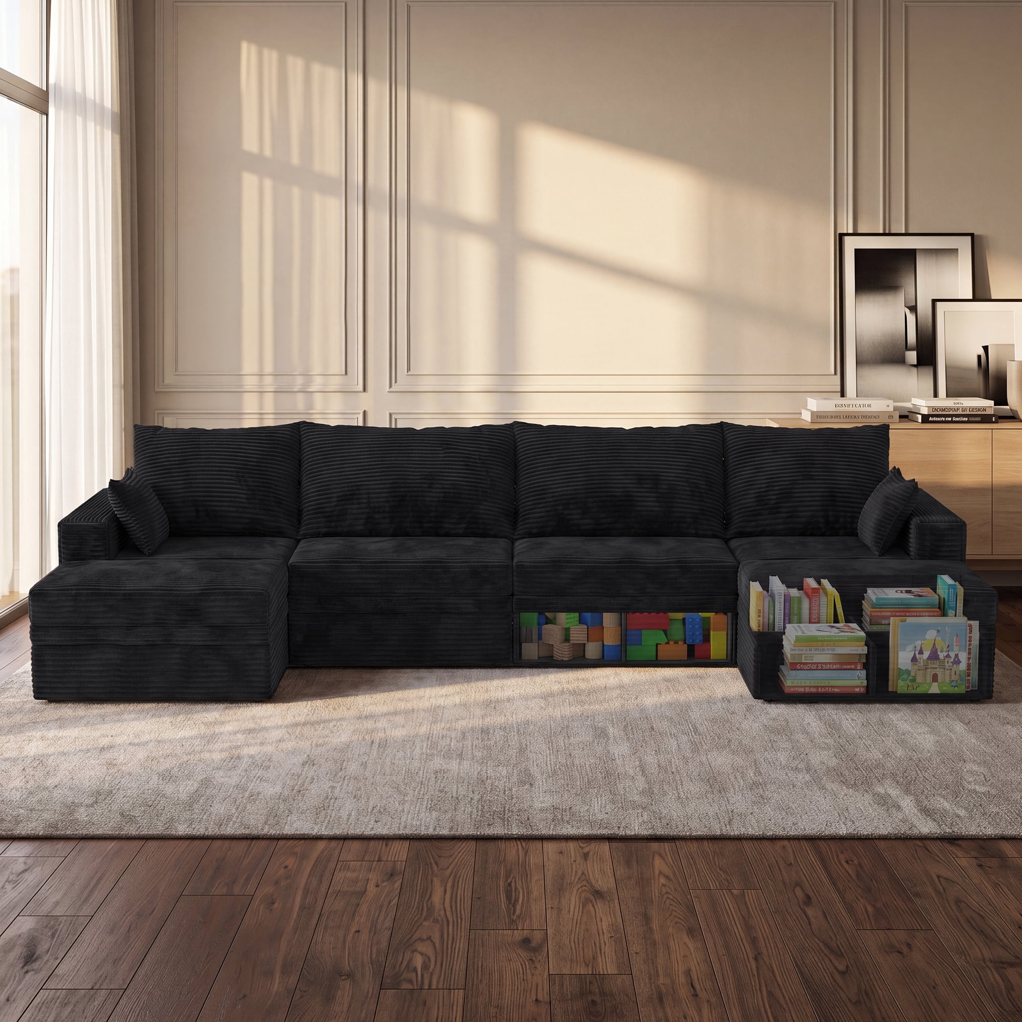 Evitormill U-Shaped Modular Sectional Sofa, 142" 4 Seats + 2 Movable ...