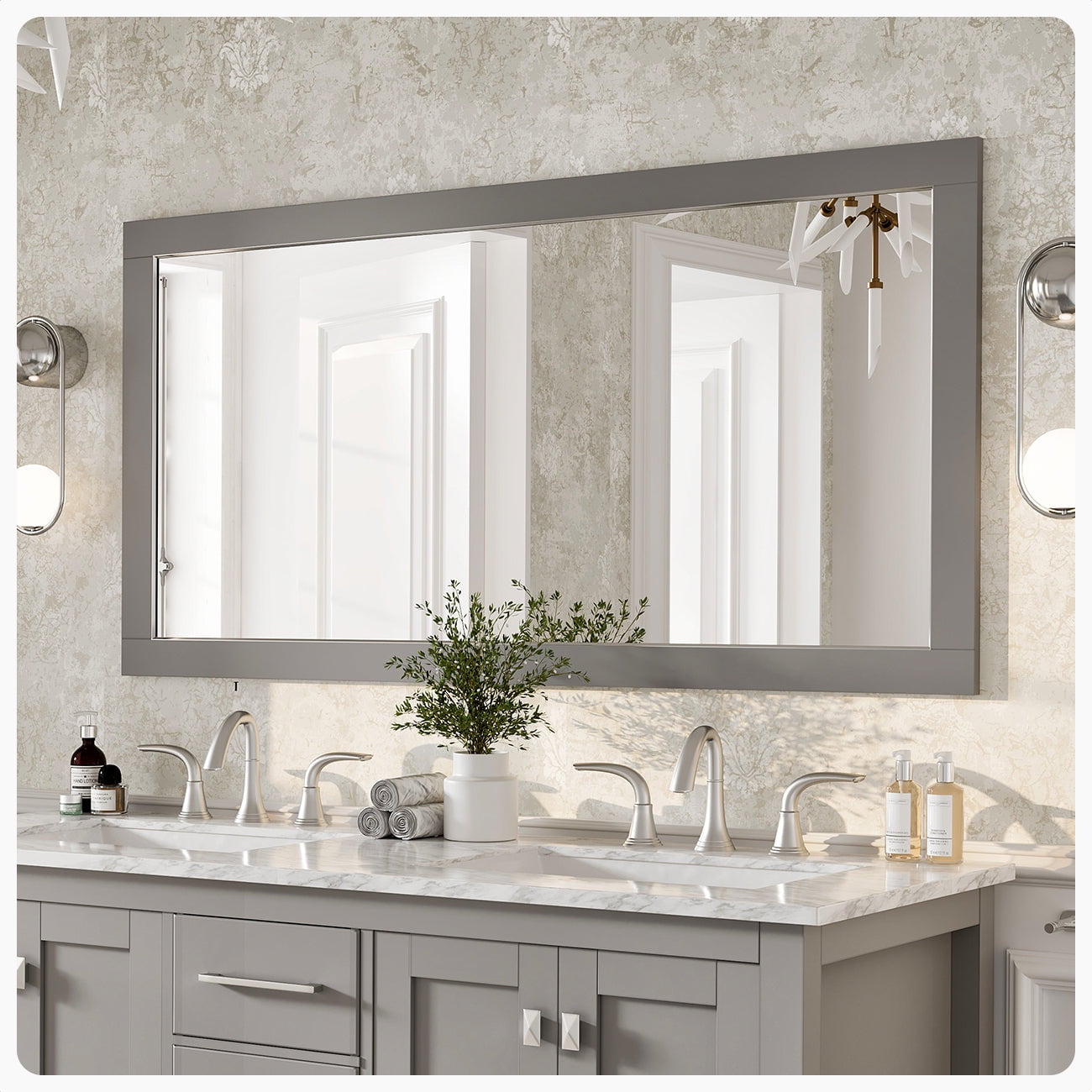 Eviva Aberdeen 60" Grey Framed Bathroom Wall Mirror - Walmart.com