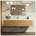 Eviva Allure 55 Inch Wall Mount Vanity, Oak, Walnut Wood, White Solid ...