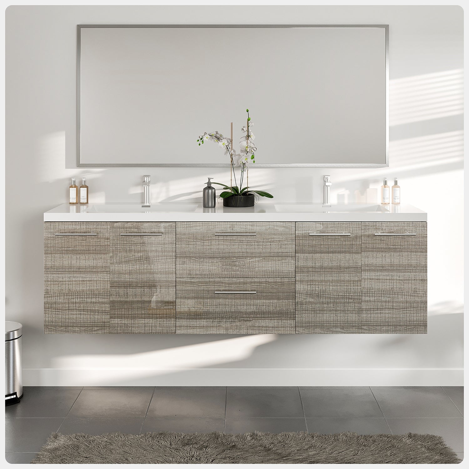 Eviva Axis 72 Inch Ash Double Sink Bathroom Vanity - Walmart.com