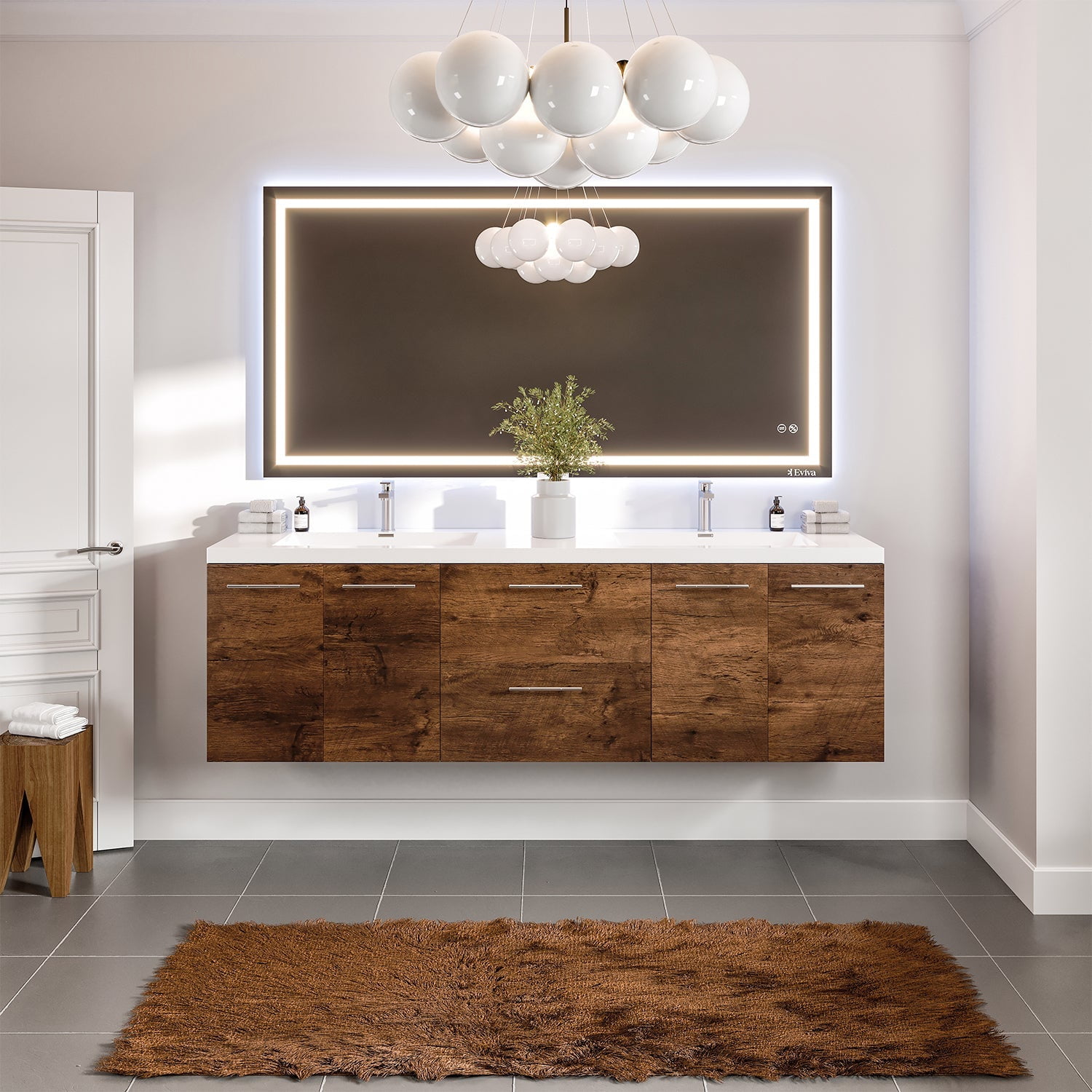 Eviva Axis 72 Inch Double Sink Rosewood Bathroom Vanity - Walmart.com