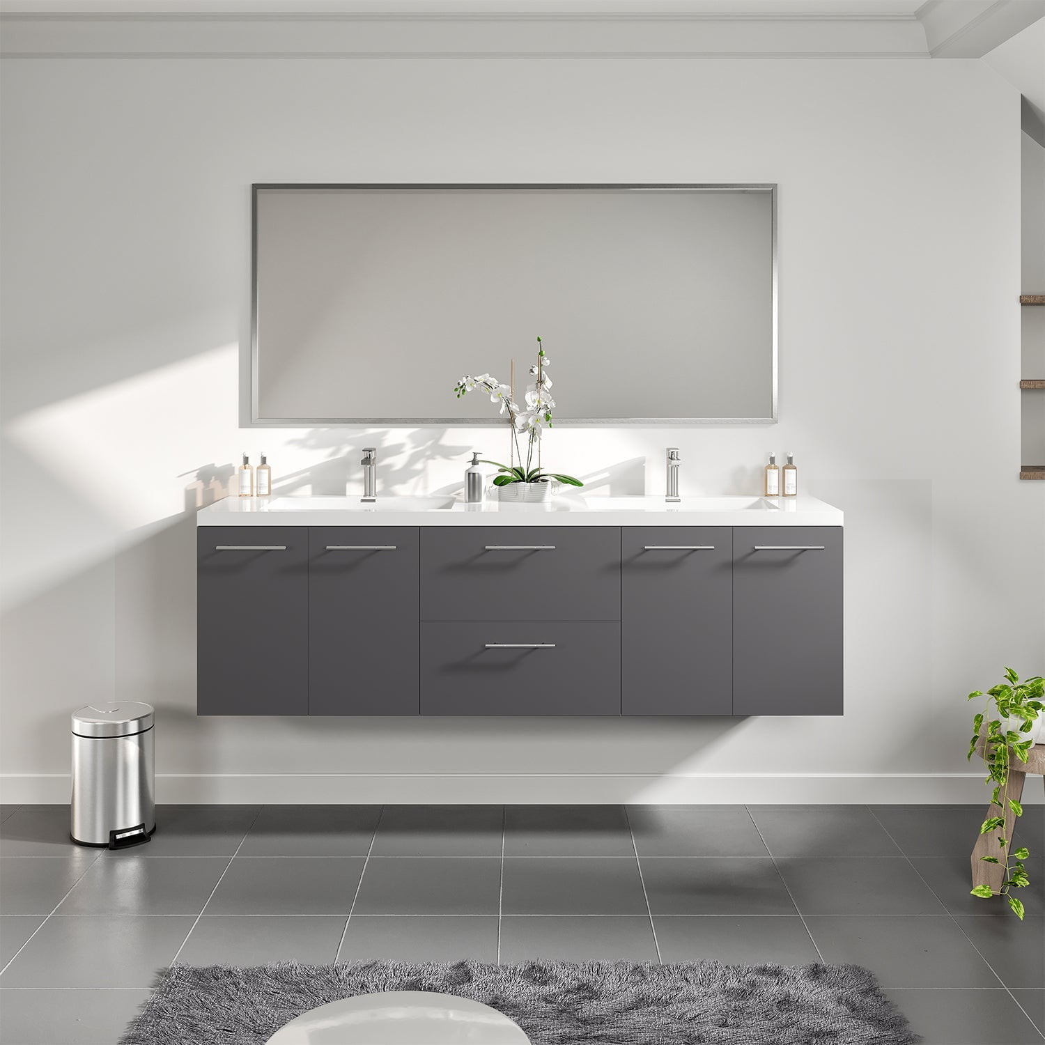 Eviva Axis 72 Inch Grey Double Sink Bathroom Vanity - Walmart.com