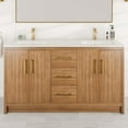 Eviva Curio 60"W x 18"D Walnut Double Sink Bathroom Vanity with White ...