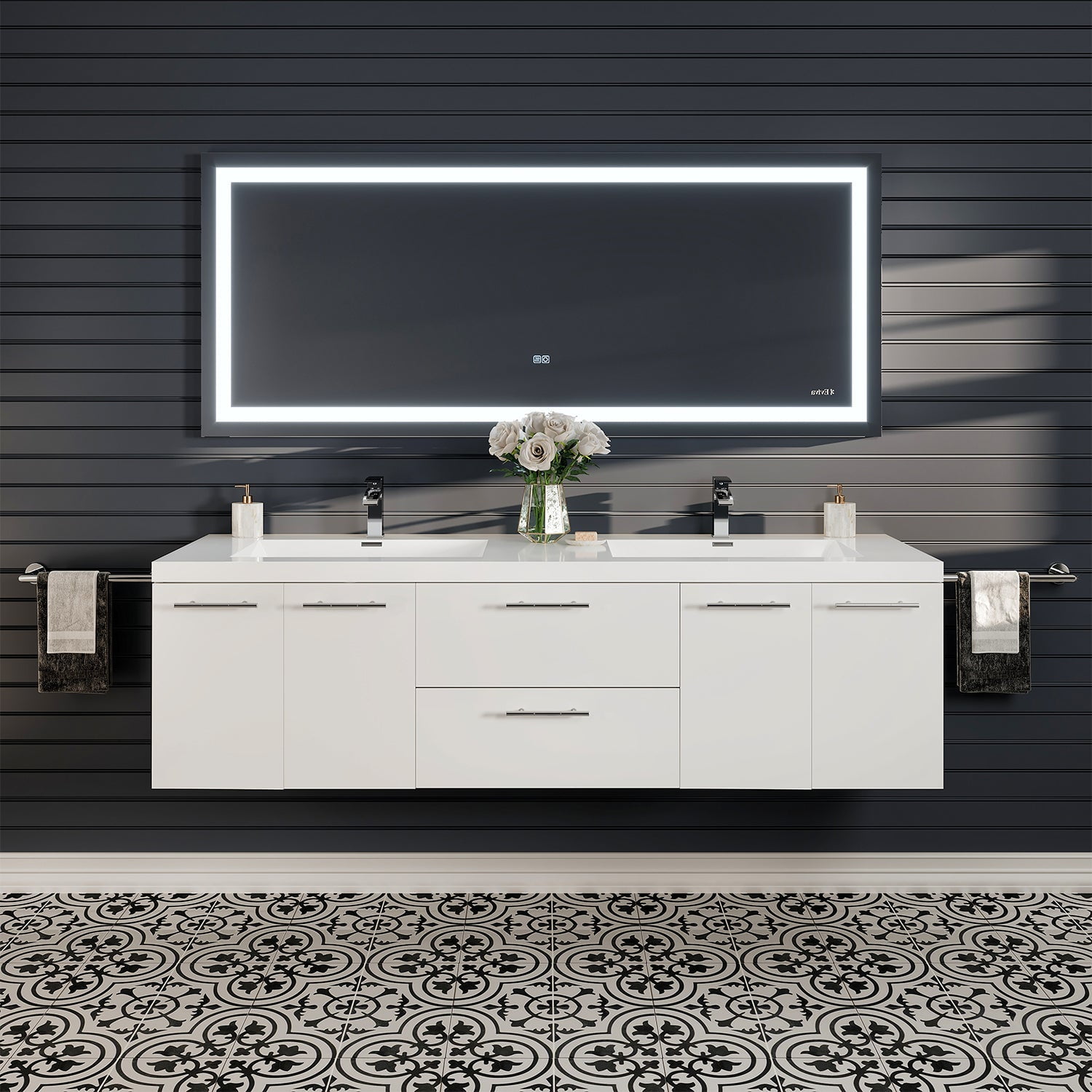 Eviva EVMR34-72X30-LED Lite Wall Mounted Modern Bathroom Vanity Backlit ...