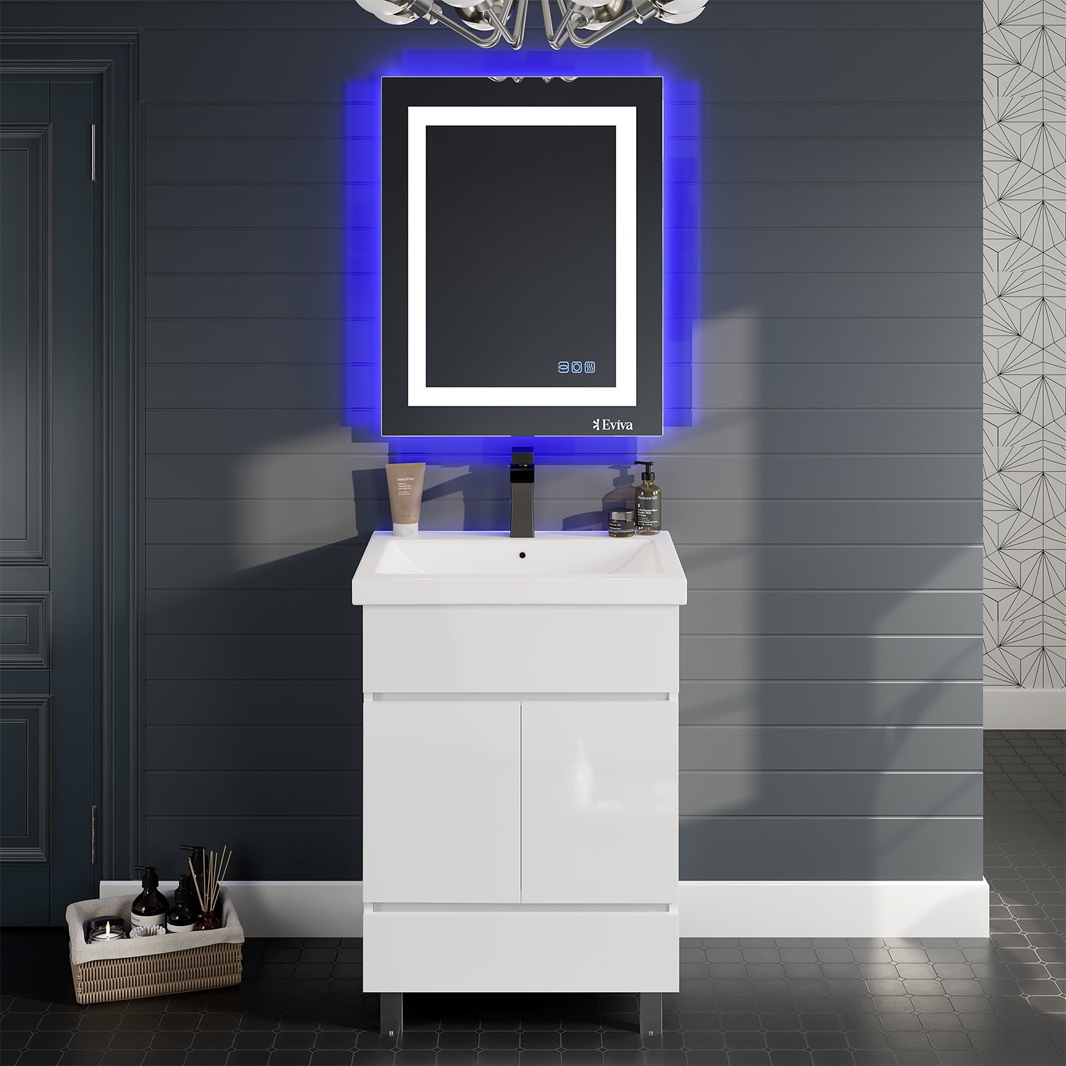 Eviva EVMR52-24X28-LED Deco Piece Wall Mounted Lighted Bathroom Vanity ...