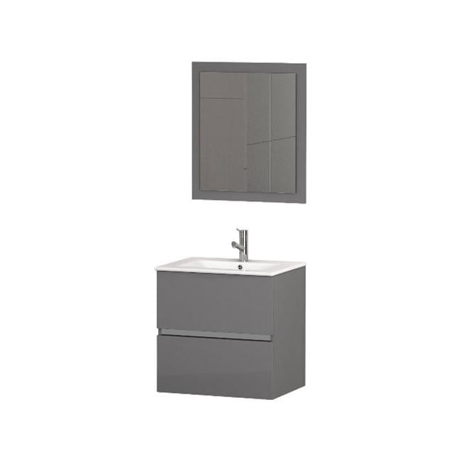 Eviva Ikaro EVVN709-24GR 24 Inch Gray Modern Bathroom Vanity Wall Mount ...
