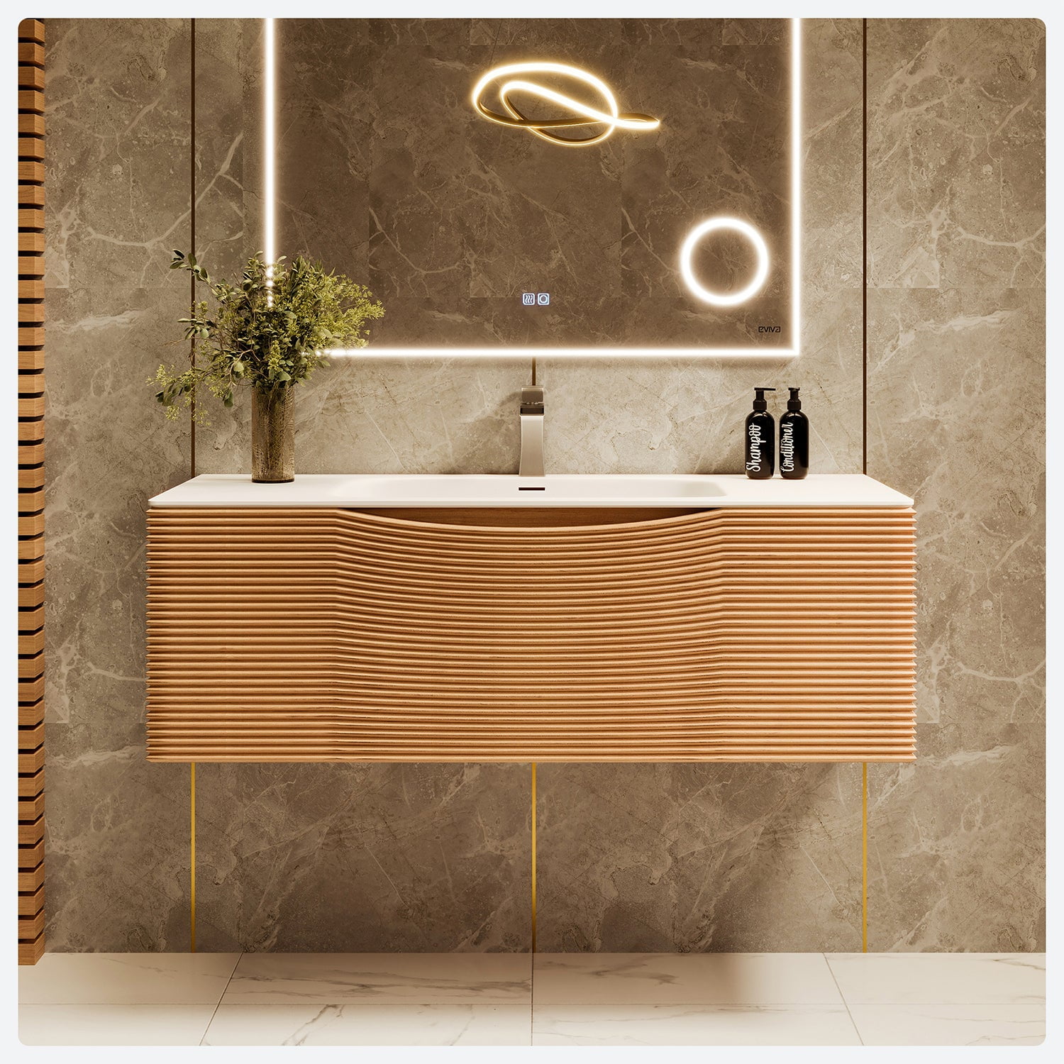 Eviva Leah 39 Inch Single Drawer Medium Oak Wall Mount Bathroom Vanity Made in Spain Walmart
