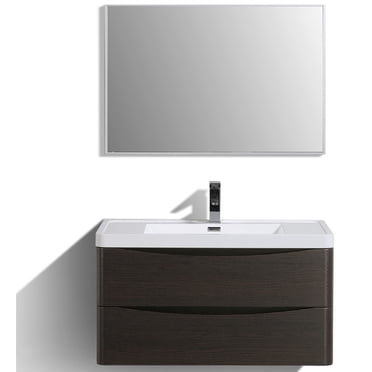 Totti Wave 36" Espresso Modern Bathroom Vanity w/ Super White Man-Made ...