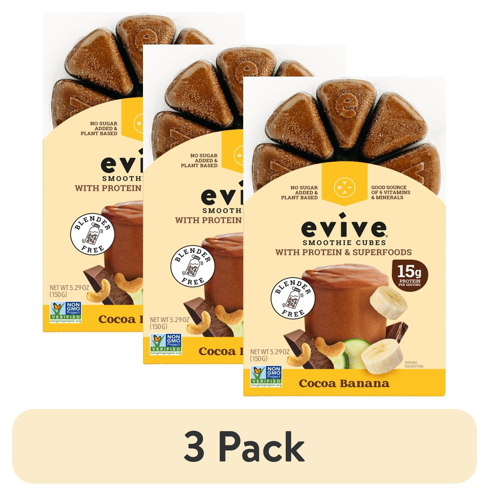 (3 pack) Evive Frozen Smoothie Cubes with Protein & Superfoods -Cocoa ...