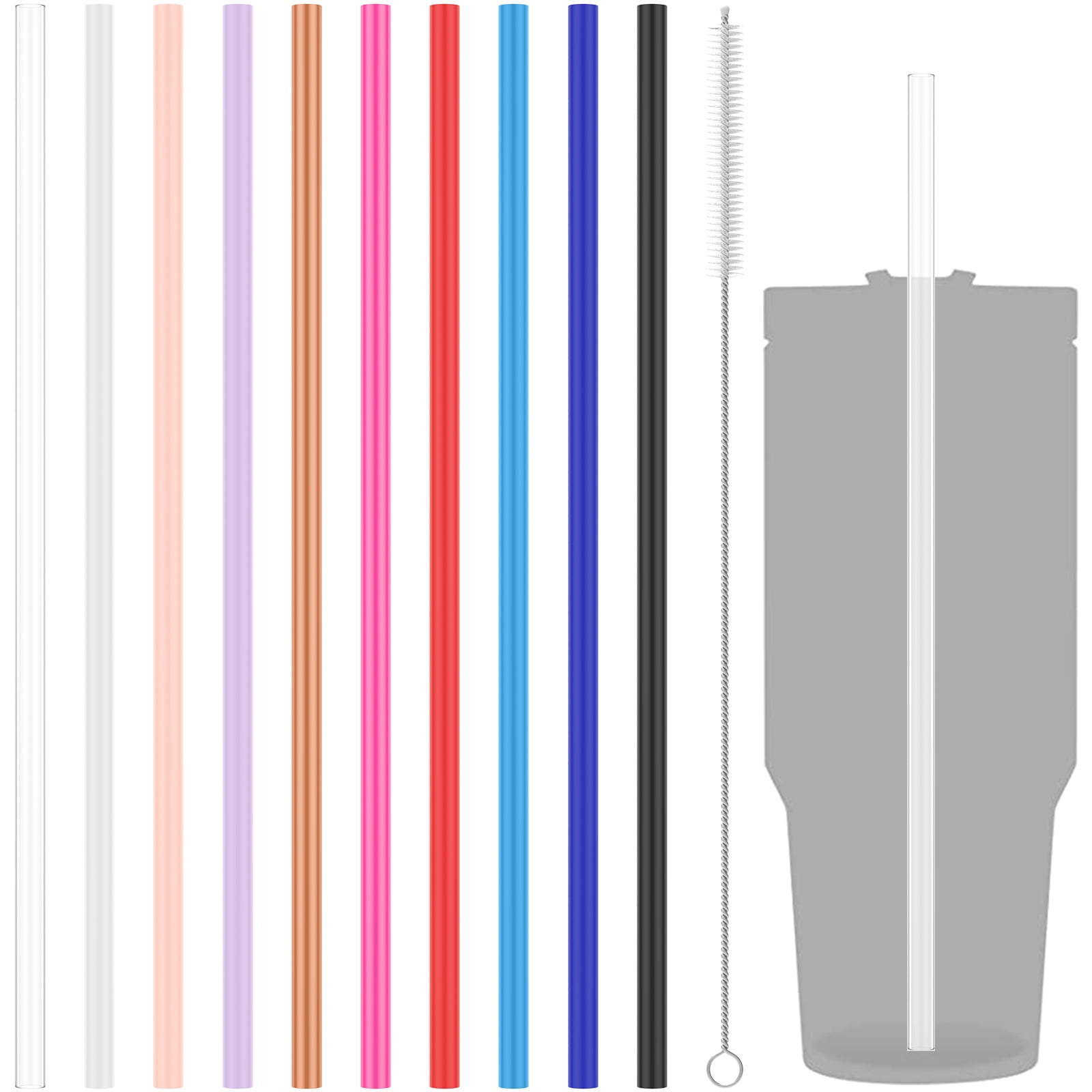 Evjurcn 10-Pack 12in Reusable Straws for 40 oz Tumblers & Half Gallon ...