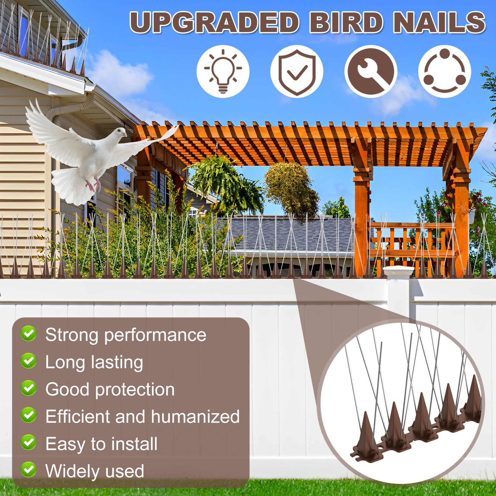 Evjurcn 10Pcs Bird Spikes Stainless Steel Bird Repellent Device ...