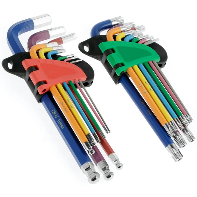 Evjurcn 18Pcs Allen Key Set Chrome Vanadium Steel T10-T50 Torx Key Set Sturdy 1.5mm-10mm Metric ...