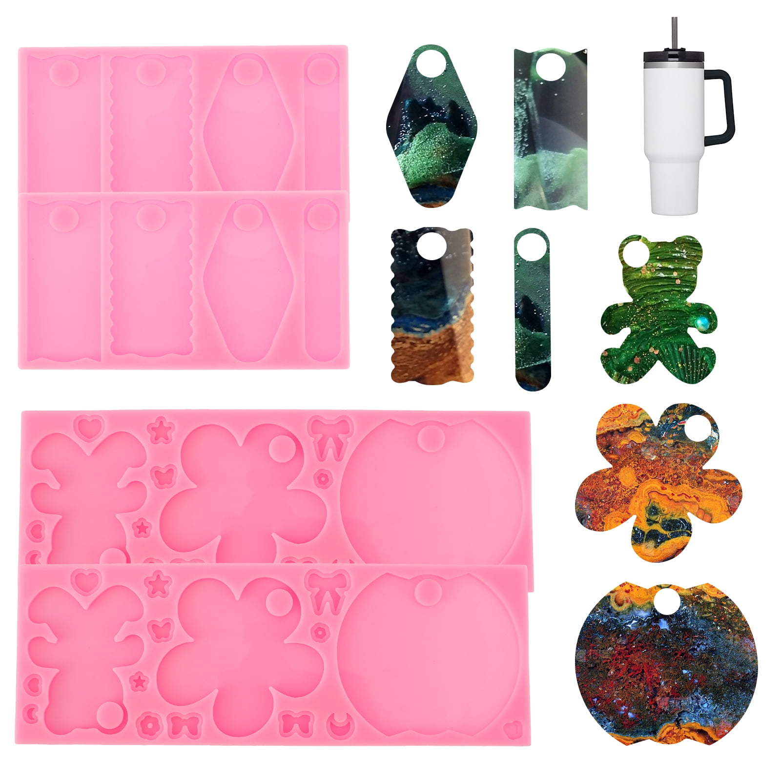 Evjurcn 2 Sets Silicone Name Plate Resin Molds for 40oz Tumblers Name ...