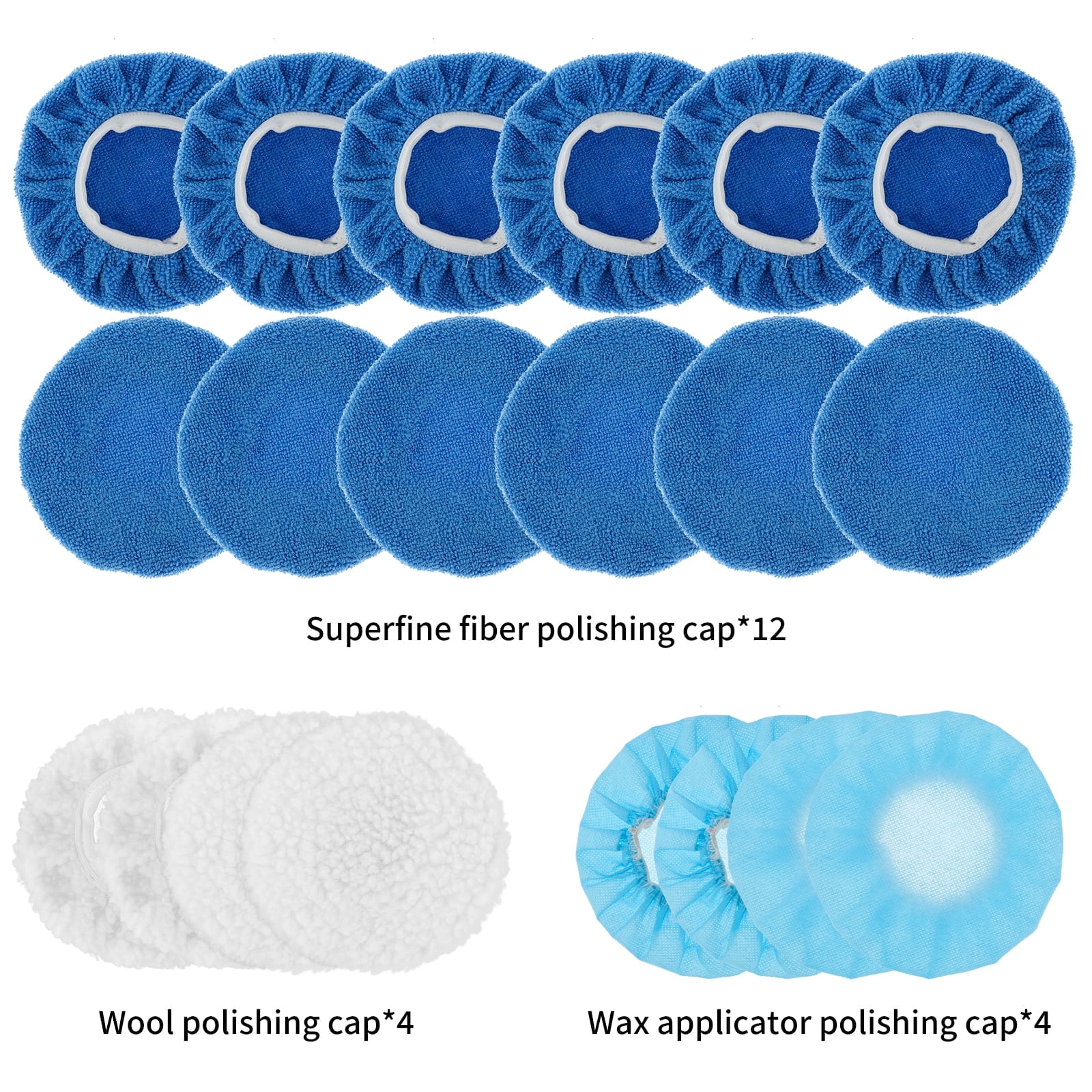 Evjurcn 20Pcs Car Buffer Polisher Pad,Soft Microfiber Polishing Bonnets ...