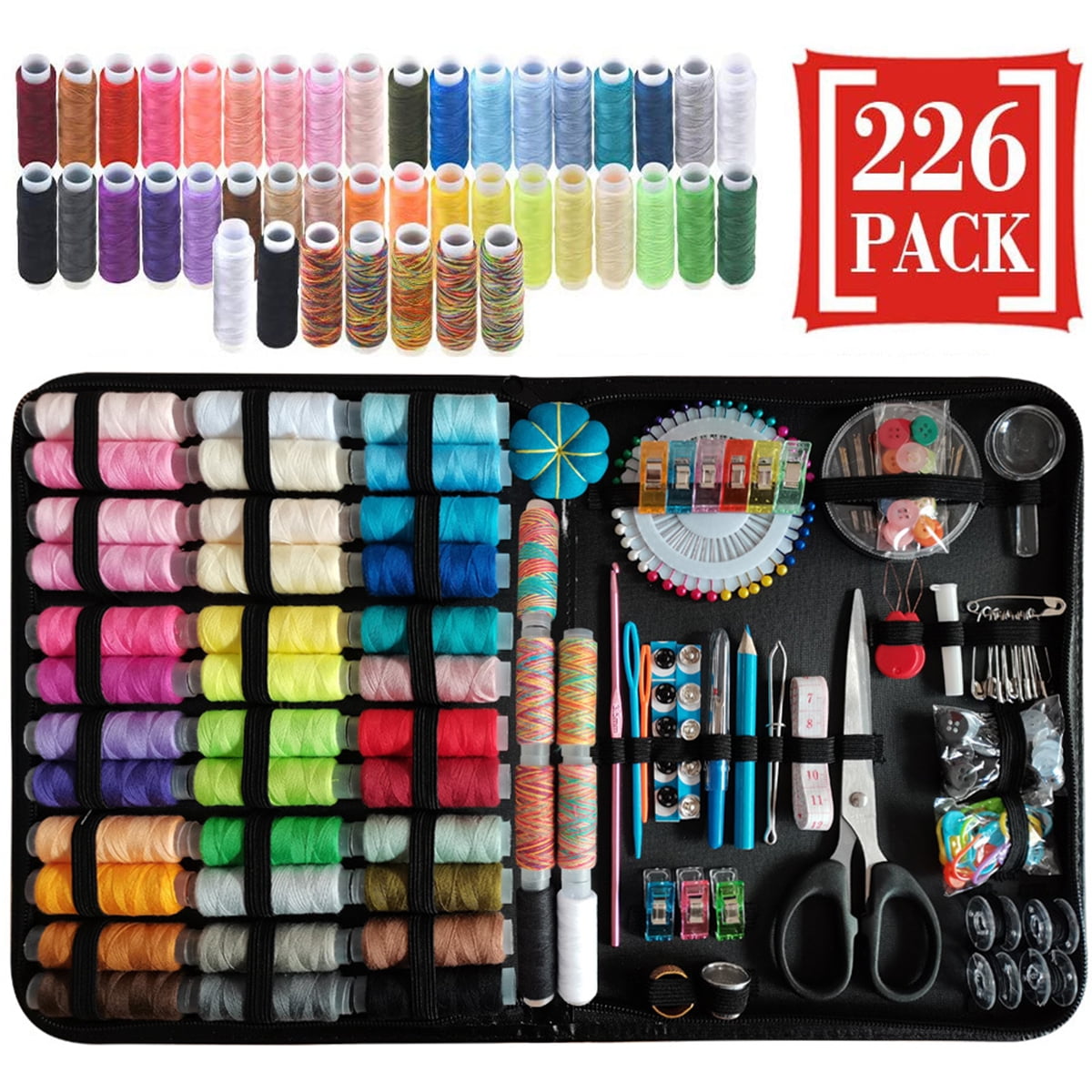 Evjurcn 226Pcs Sewing Needle Thread Kit Portable Hand Sewing Supplies ...