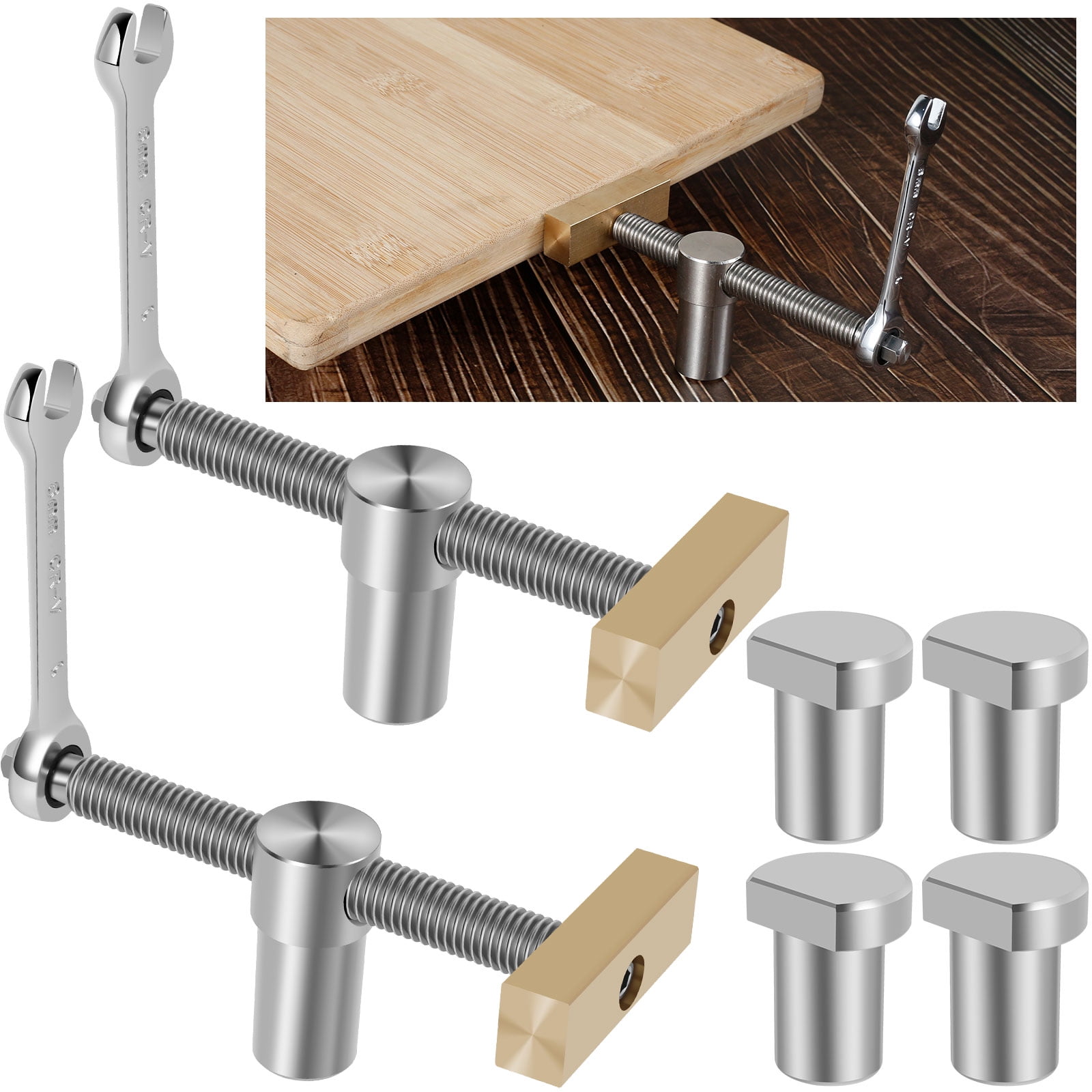 Evjurcn 2Pcs Bench Clamps 3/4inch Sturdy Woodworking Clamps Stainless ...