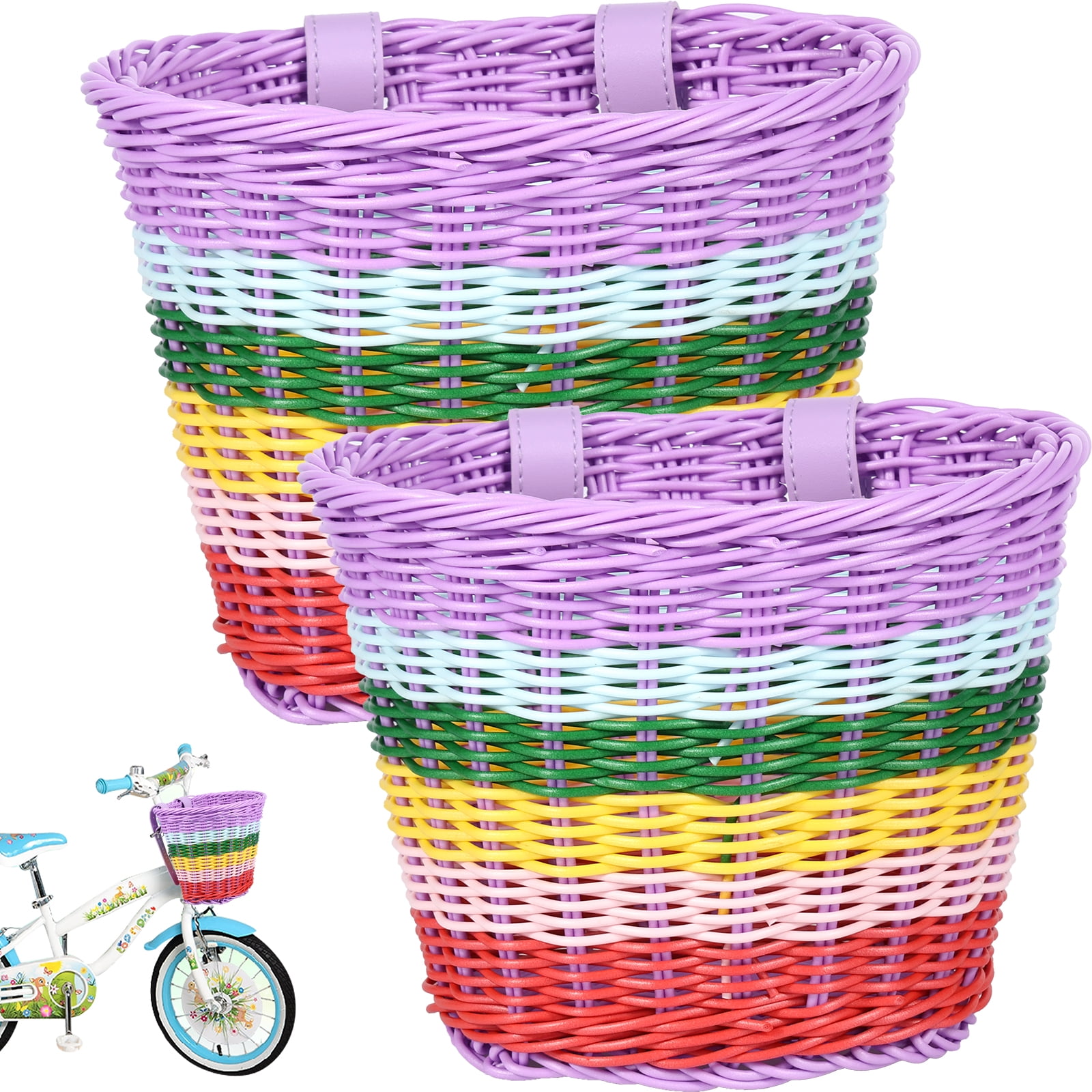 Evjurcn 2Pcs Kids Bicycle Basket Colorful Bike Basket Front Bicycle ...