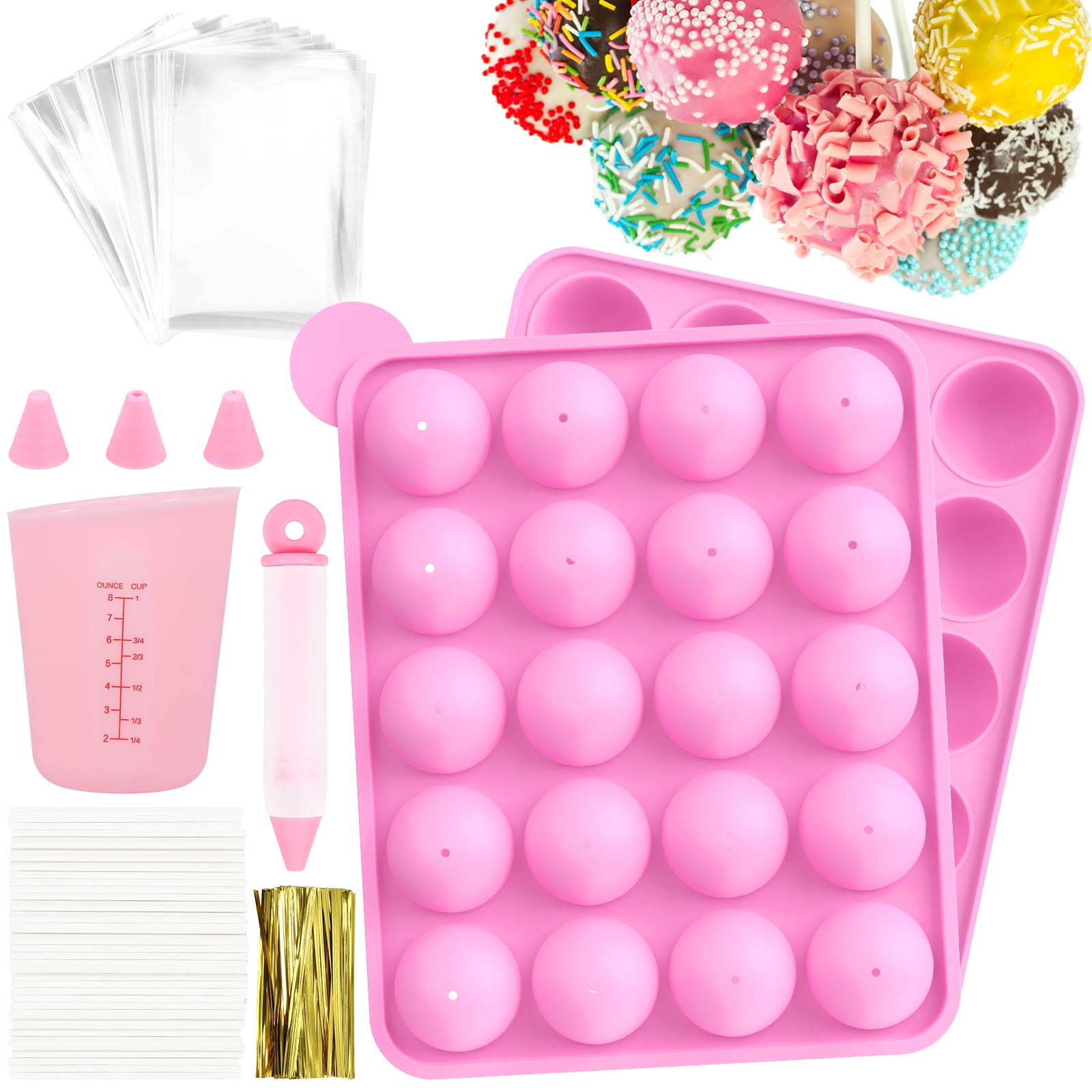 Evjurcn 303Pcs Cake Pop Maker Kit 20 Cavity Silicone Lollipop Molds ...