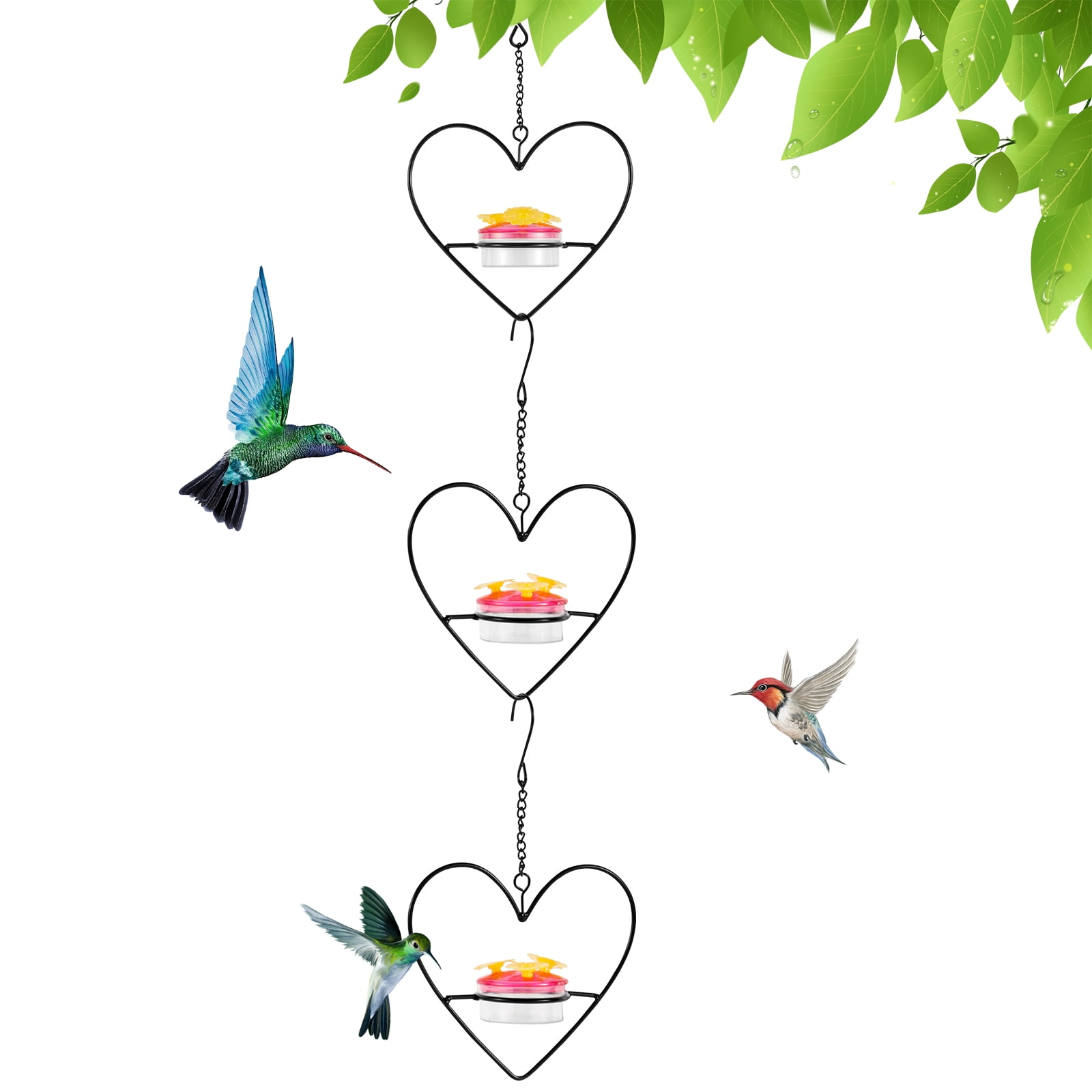 Evjurcn 3Pcs Hummingbird Feeder for Outdoors Stackable Hanging ...