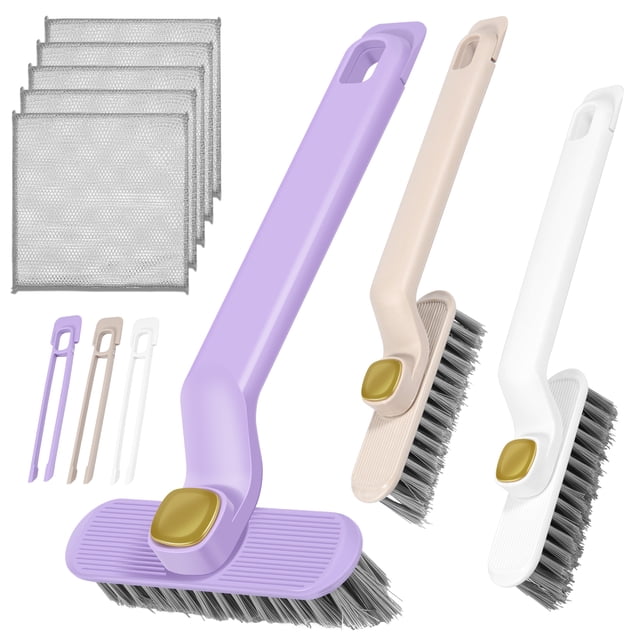 Evjurcn 3Pcs Rotating Crevice Cleaning Brush with 5 Rags ...