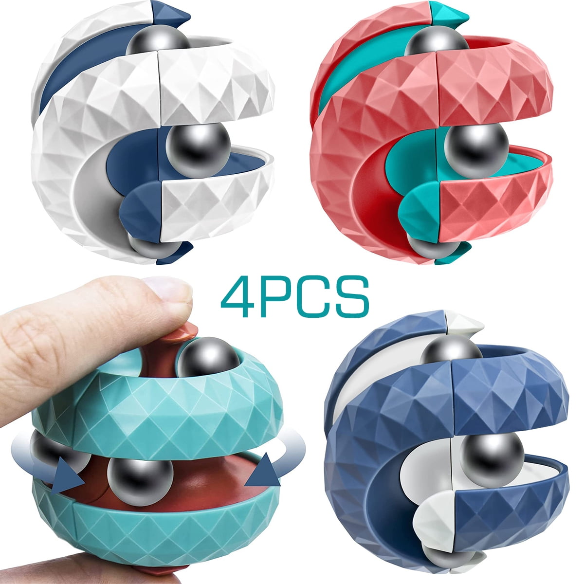 Evjurcn 4 Pcs Orbit Ball Toy Track Pinball Finger Spinner Novelty Beads ...
