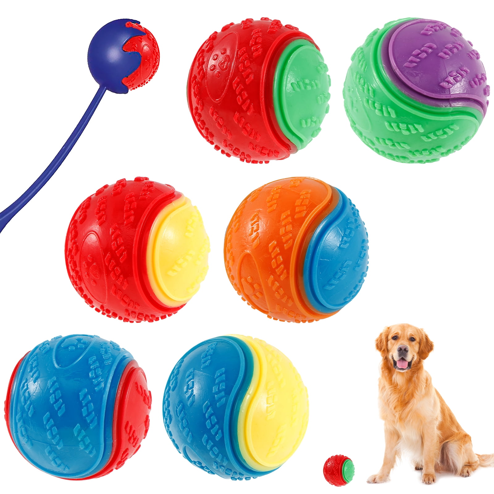 Evjurcn 6Pcs Squeaky Dog Balls,Vibrant Color Squeaky Dog Toy High ...