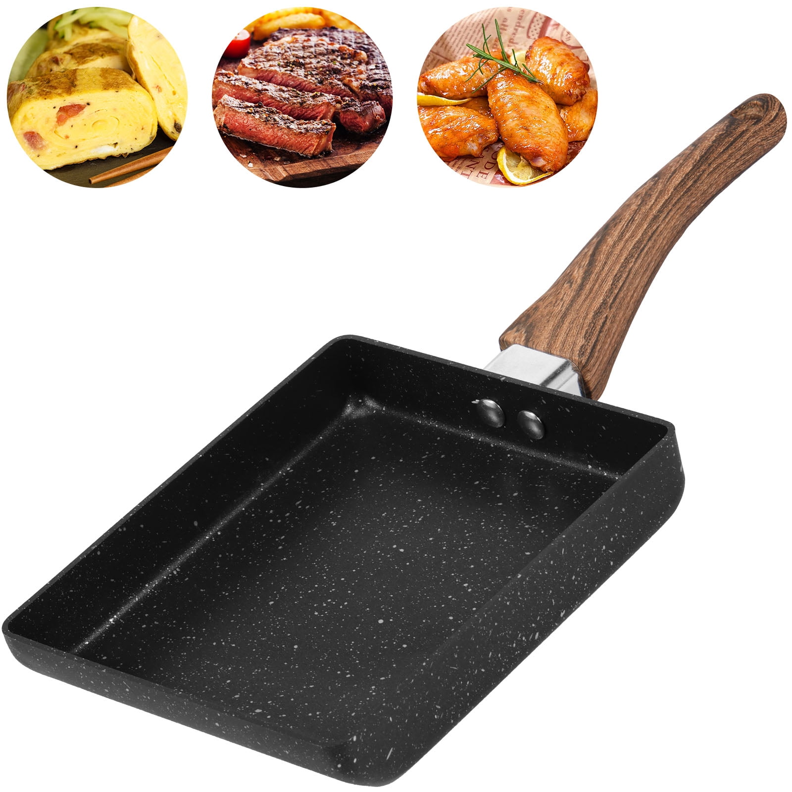 Evjurcn 7 x 6 Inch Tamagoyaki Pan, Japanese Omelette Pan Nonstick Egg ...