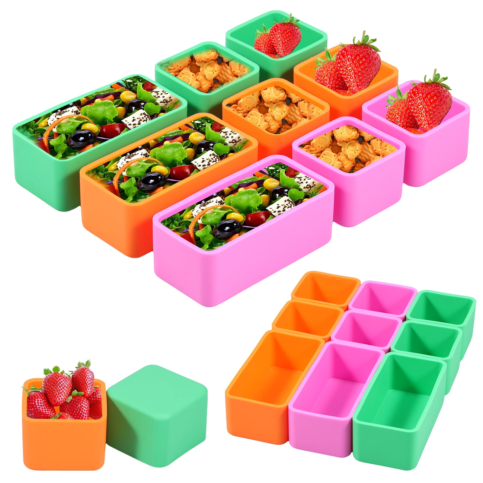 Evjurcn 9Pcs Silicone Bento Box Dividers Food Grade Bento Baking Cups ...