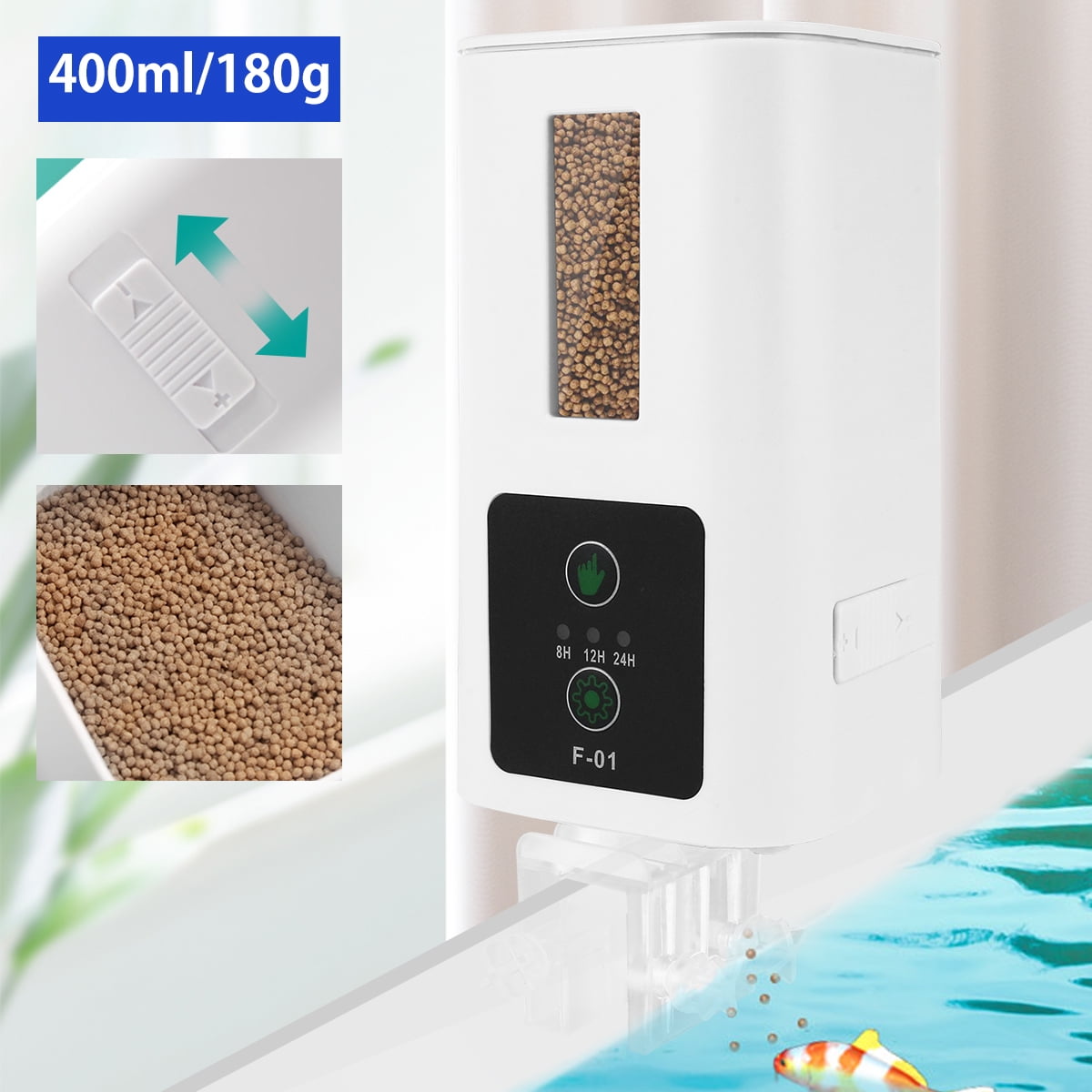 Evjurcn Automatic Fish Feeder Auto Timer Fish Feeder Large Capacity ...