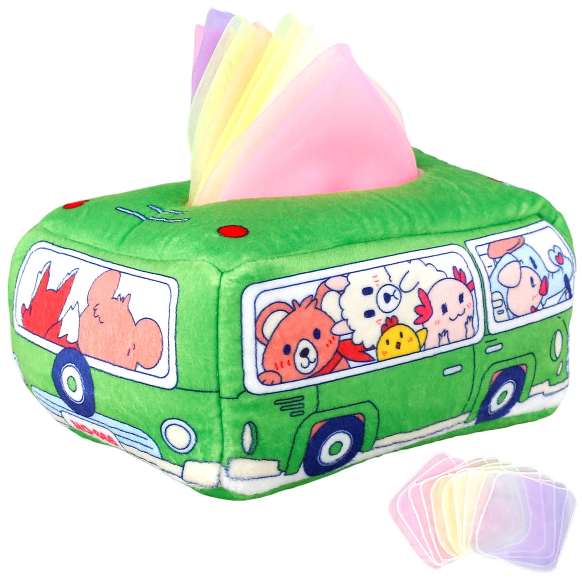 Evjurcn Baby Tissue Box Toy Soft Cute Cartoon Crinkle Tissue Box ...