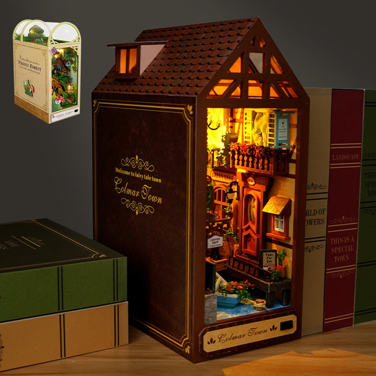 Evjurcn DIY Book Nook Kits 3D Wooden Puzzle Decorative Bookend Adults ...