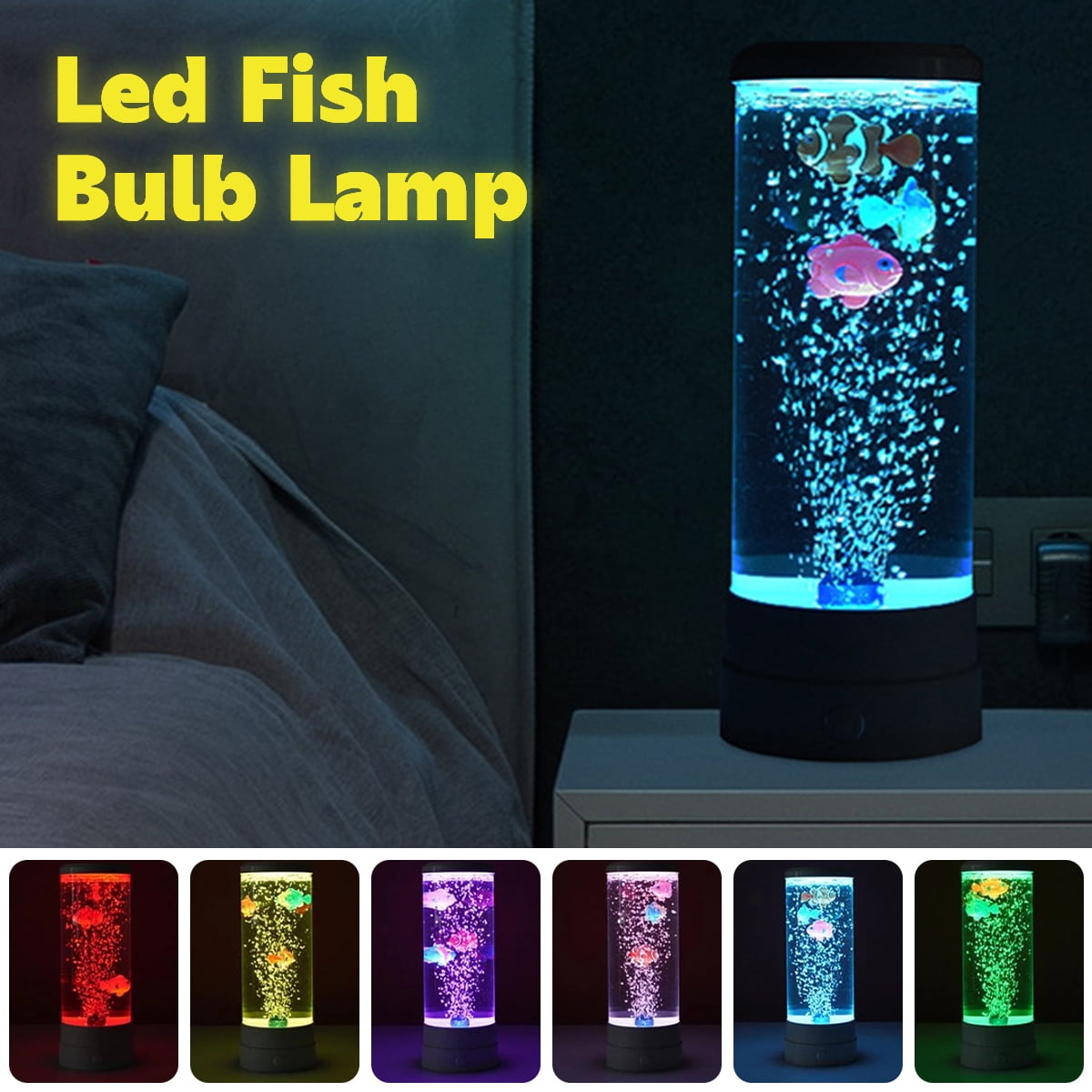 Evjurcn LED Fish Lamp Multi-Color Changing Night Light Tank Aquarium ...