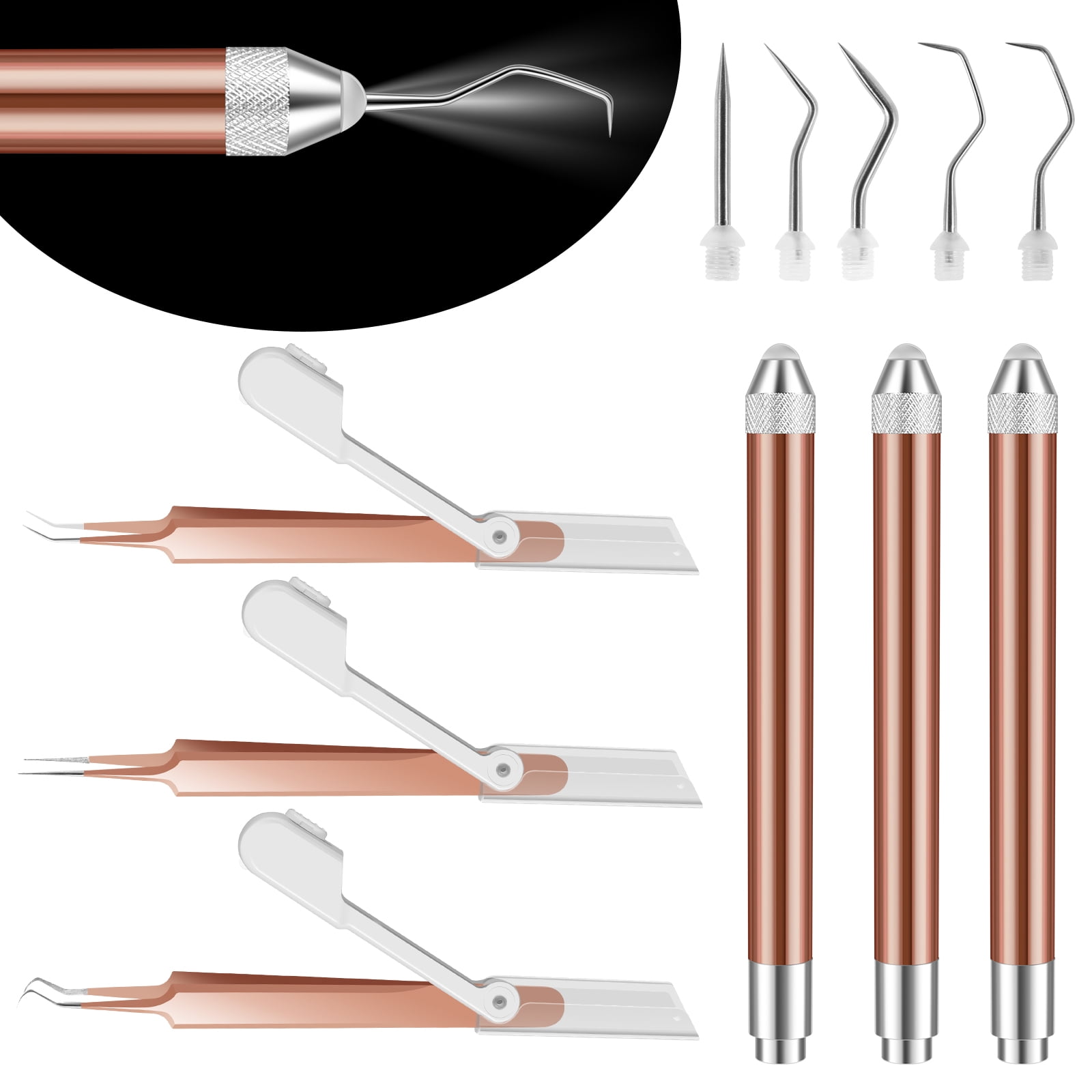 Evjurcn LED Weeding Tools for Vinyl,Lighted Weeding Pen with Pin & Hook ...