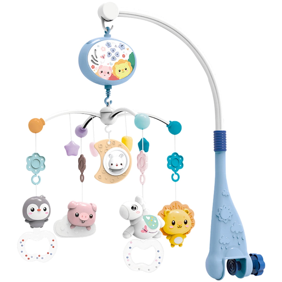 Evjurcn Musical Baby Crib Mobile Toys with Projection Function Lights ...