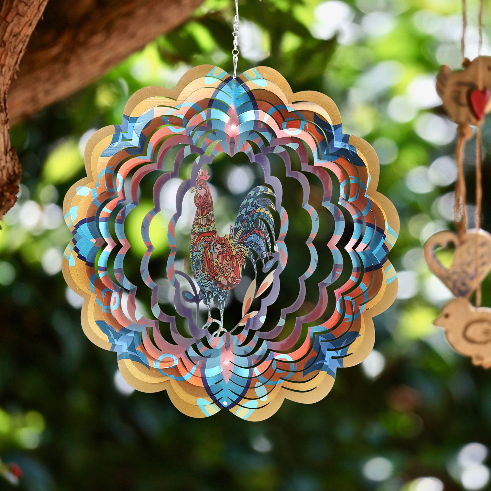 Evjurcn Rooster Wind Spinner 3D Hanging Rooster Wind Catcher 12 Inch ...