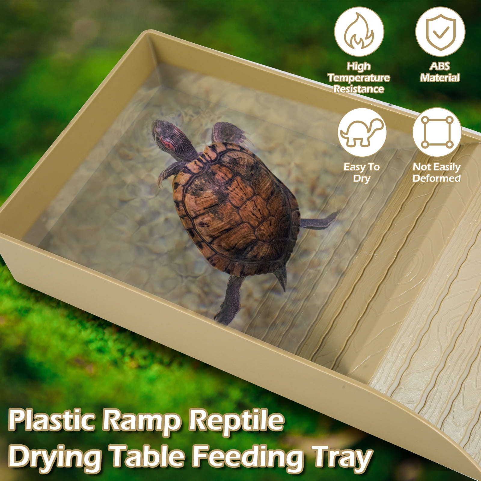 Evjurcn Tortoise Food Dish Reptile Water Food Bowls with Anti-Slip Ramp ...