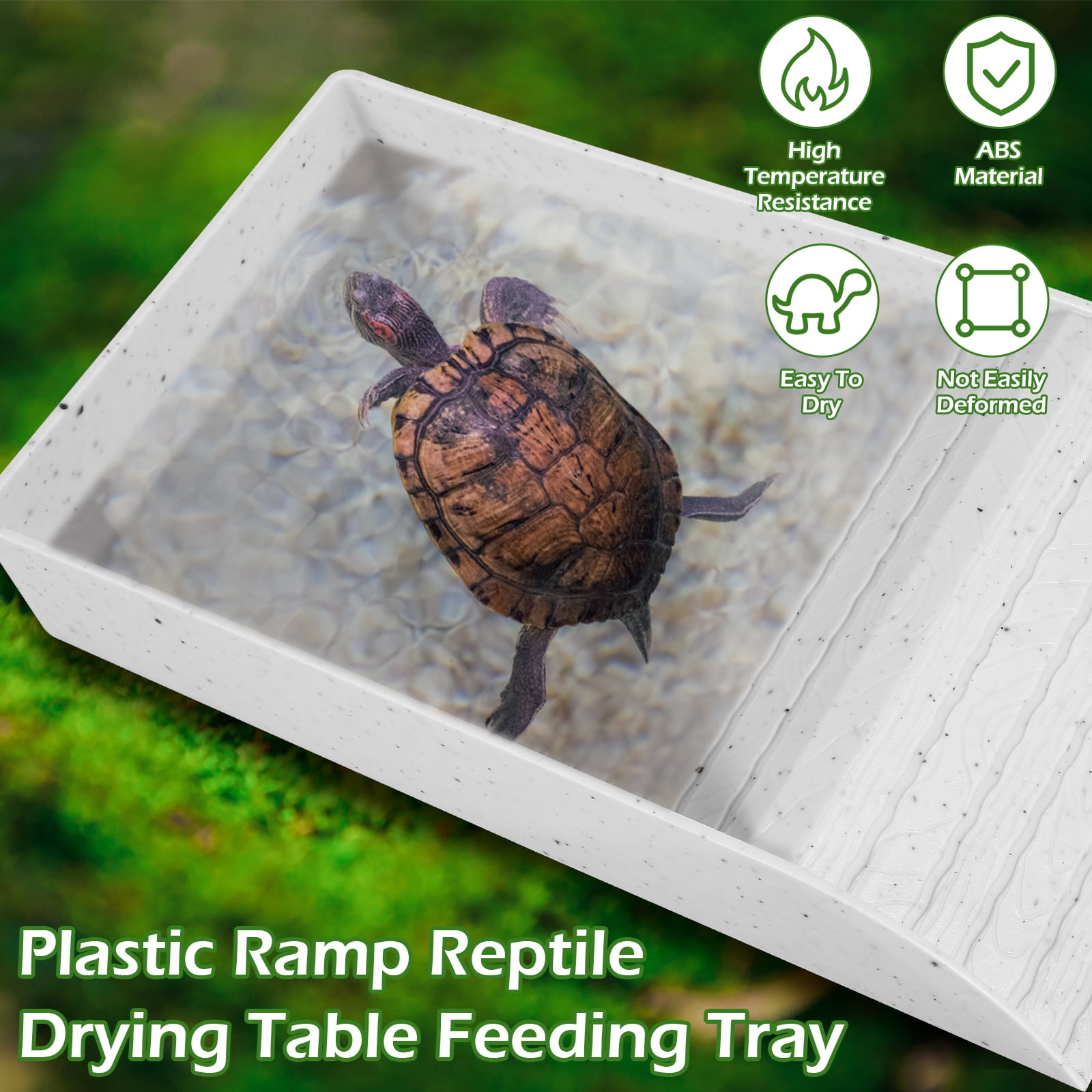 Evjurcn Tortoise Food Dish Reptile Water Food Bowls with Anti-Slip Ramp ...