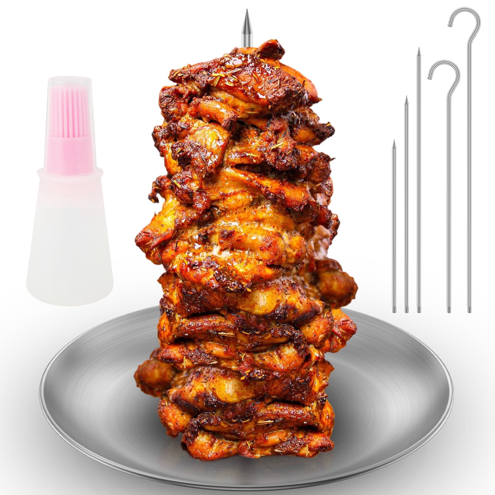 Evjurcn Vertical Skewer for Grill Removable Pastor Skewer with 3 Spikes ...