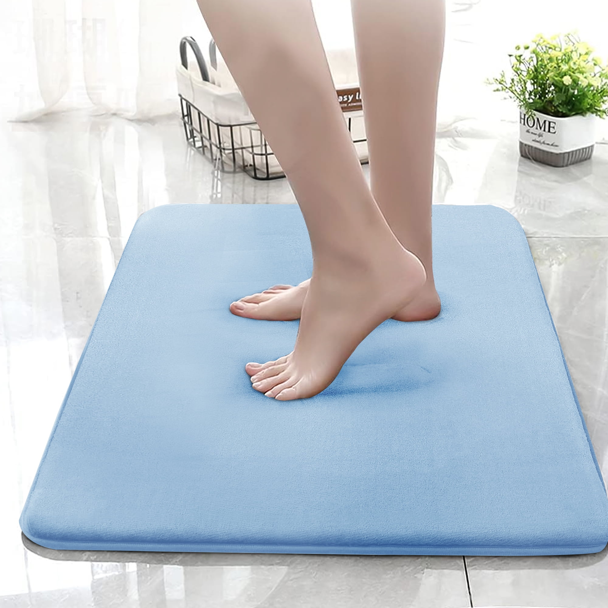 Furrygo Blue Memory Foam Bath Rug, Super Soft, 17 x 24, Absorbent and ...