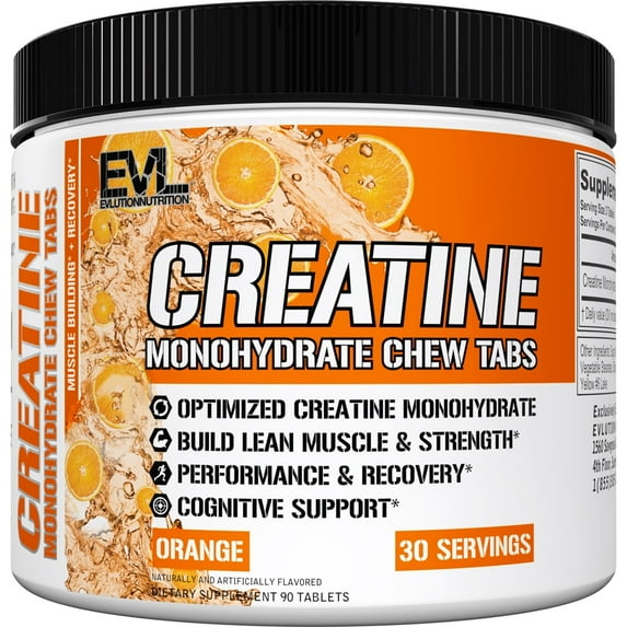 Evlution Nutrition Creatine Monohydrate Chew Tabs - Muscle Growth ...