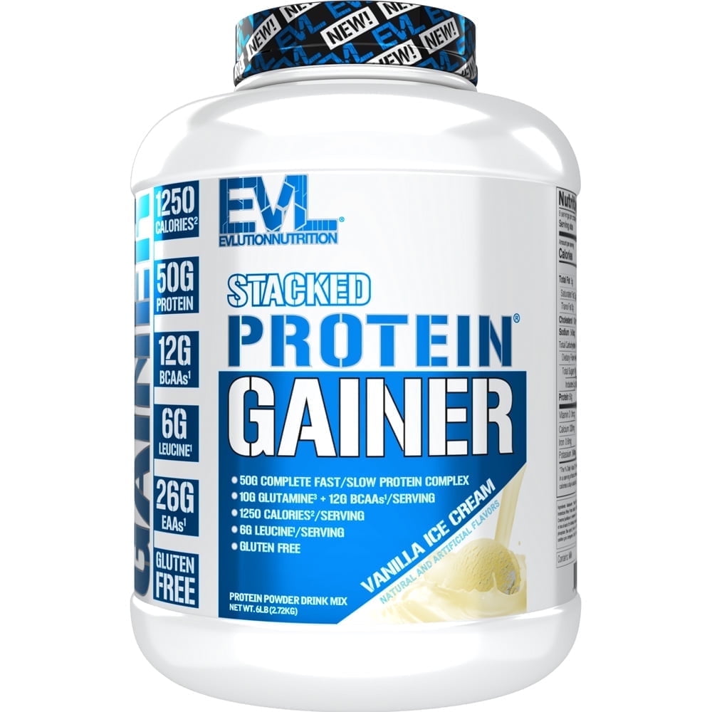 Evlution Nutrition Stacked Protein Gainer, 50 Grams Whey Protein Powder ...