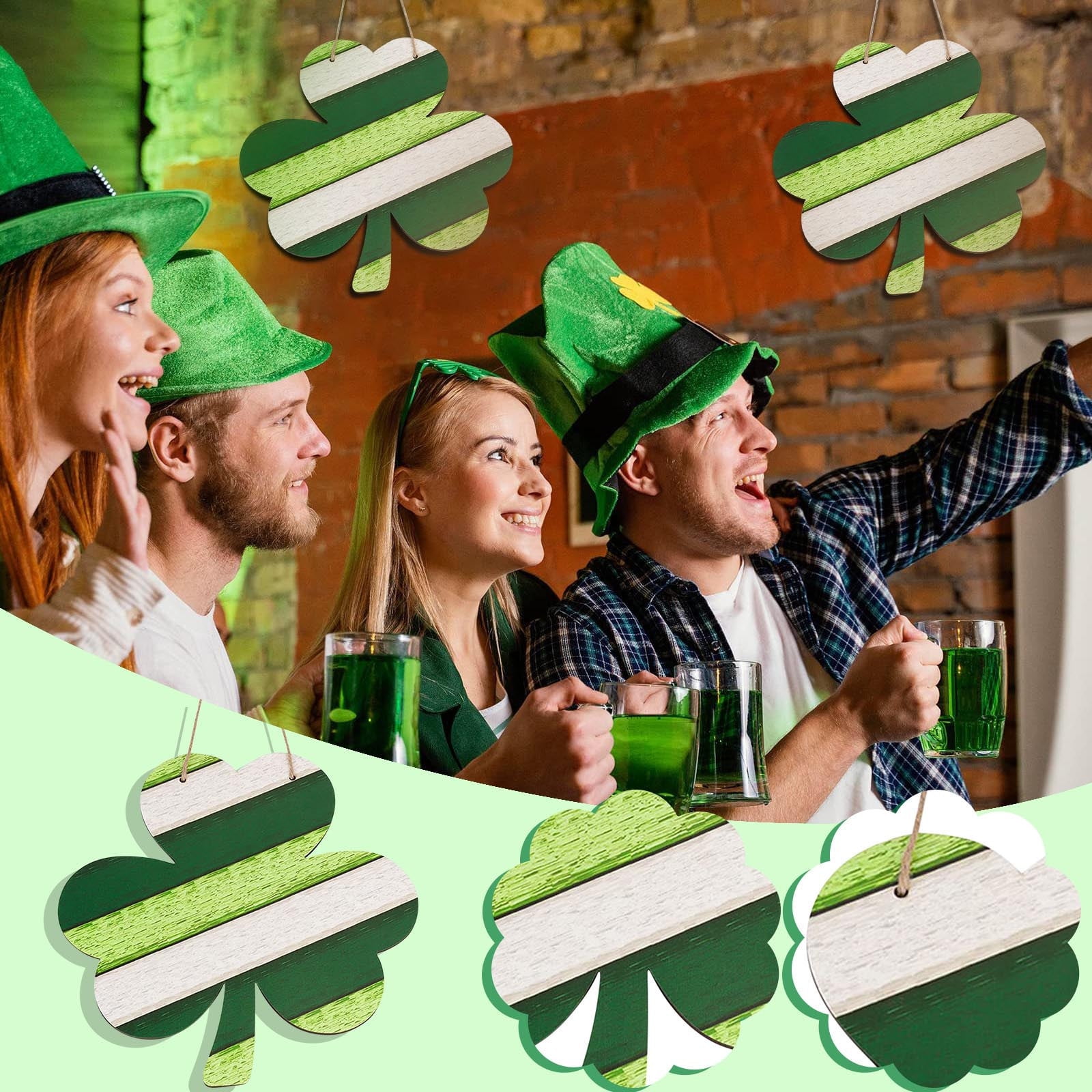 Evlvelym Decorative Hanging Ornaments For Tree Wooden St. Patrick's Holiday Decoration Pendant ...